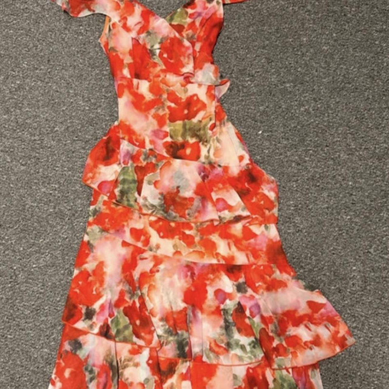Red flowy dress size 12 uk - Depop