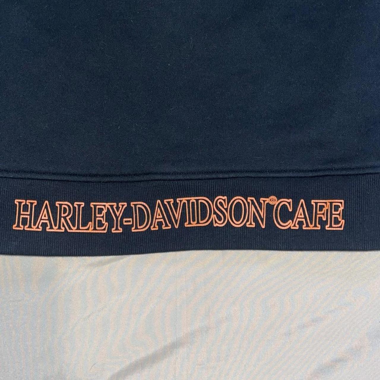 Black Harley Davidson zip-up hoodie with orange... | Depop