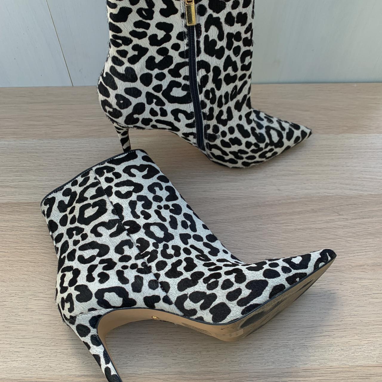 Raye white leopard print booties. Size 9. - Depop