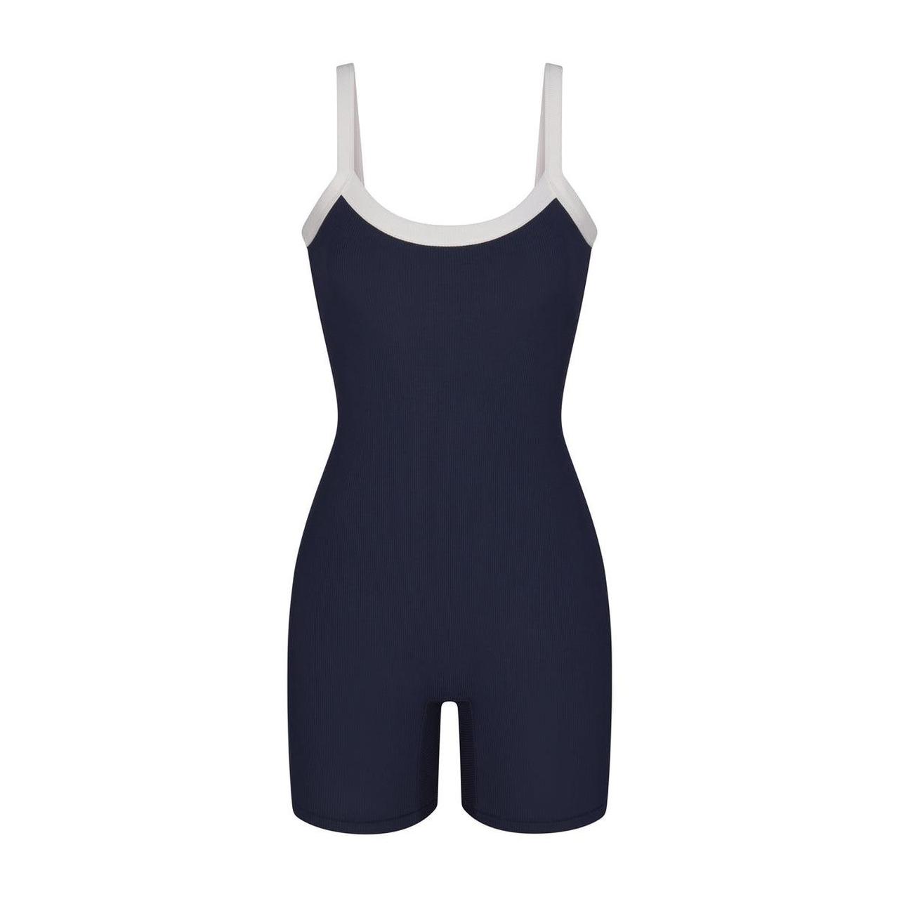 Skims Soft Lounge Ringer Scoop Onesie Navy Depop