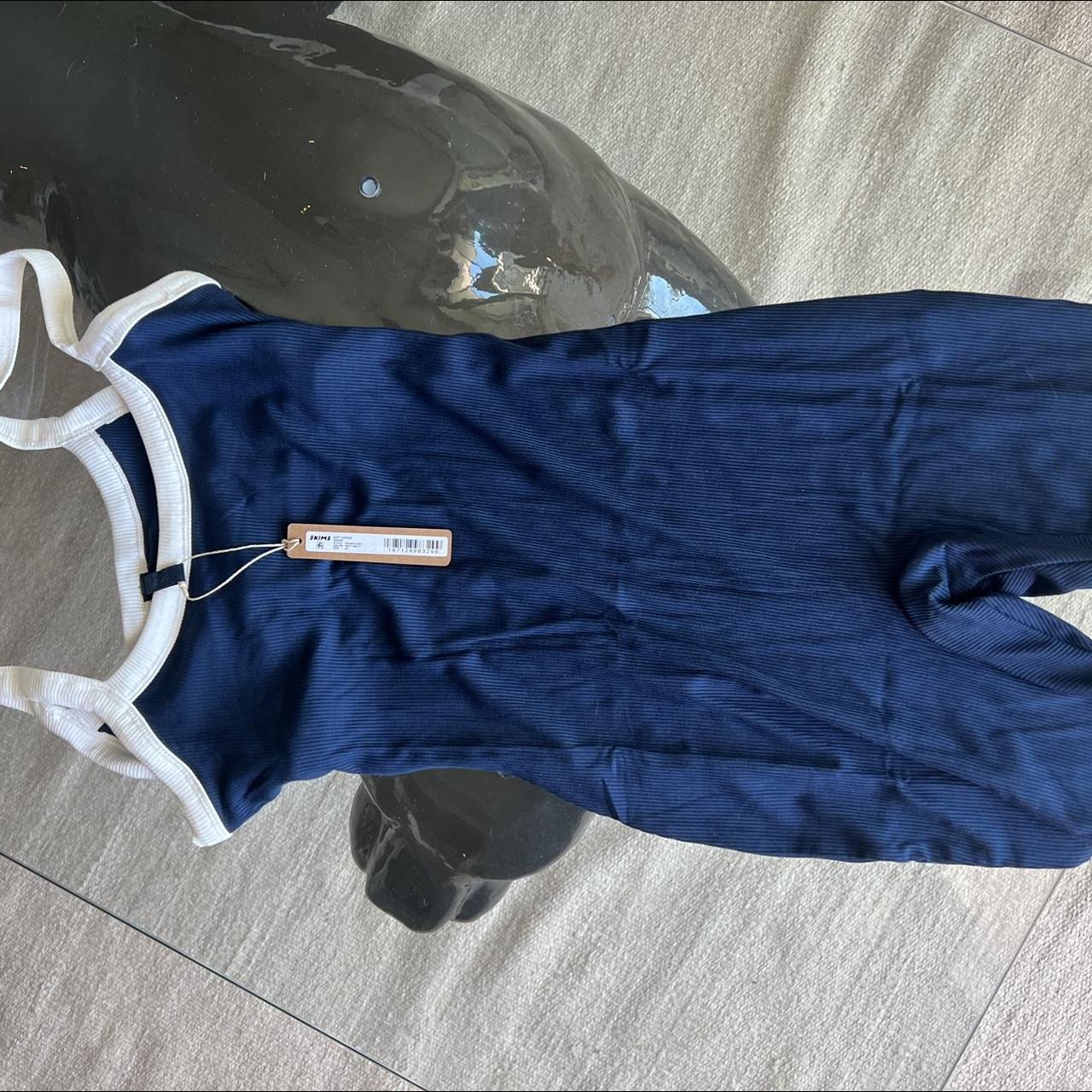 Skims Soft Lounge Ringer Scoop Onesie Navy Depop
