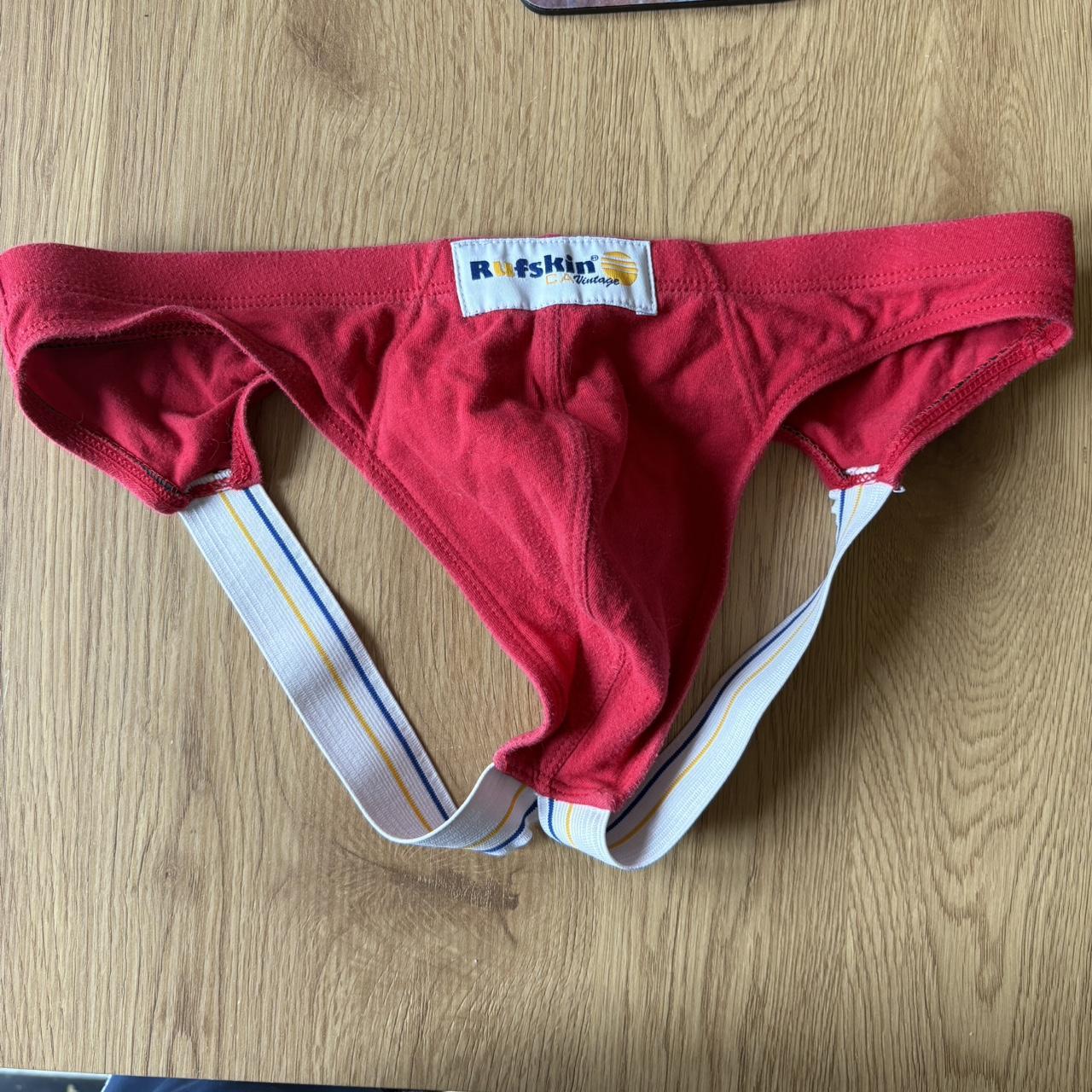 Red and yellow RuFskin vintage jock strap underwear... | Depop