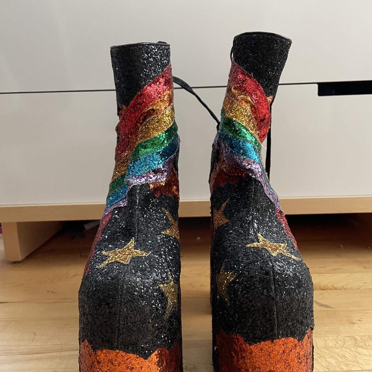 Vintage rainbow pumps with lace up back - Depop