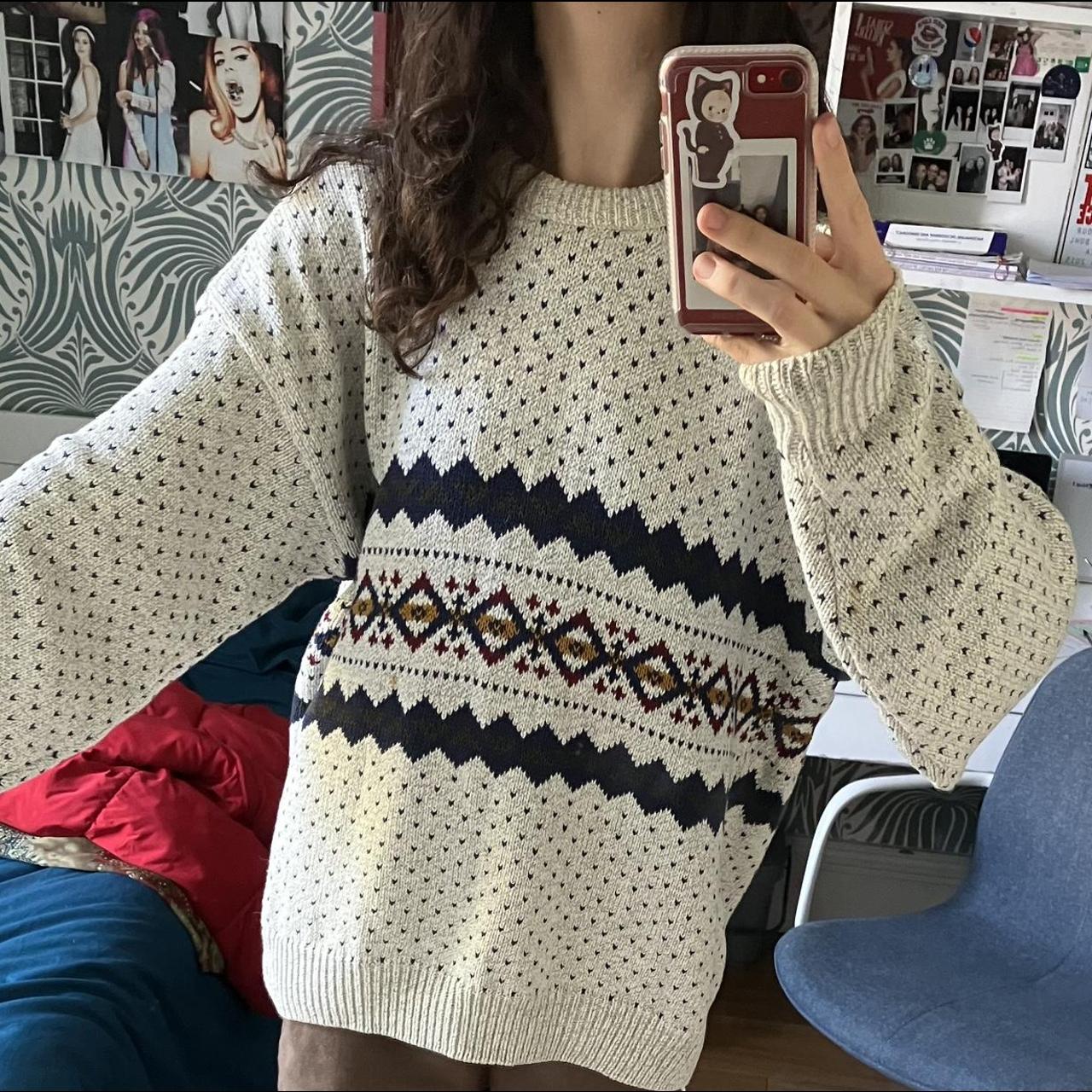 Oversized grandpa style knitted jumper - Depop