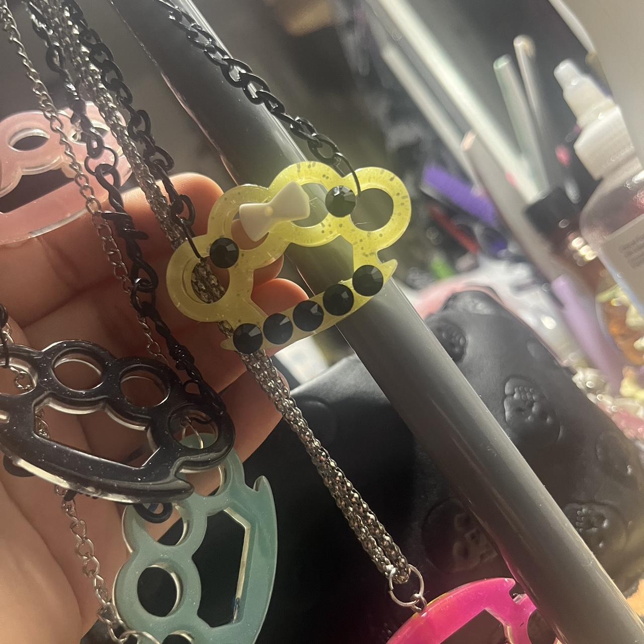 Emo/scene brass knuckles pendants, chain - Depop