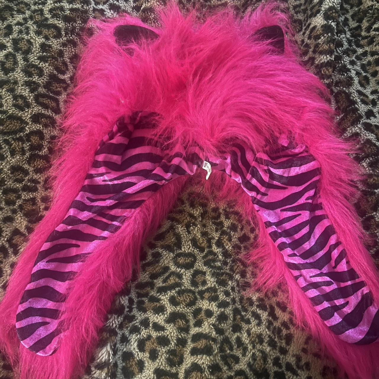Emo scene fluffy hot pink cheetah print hat! Brand... - Depop