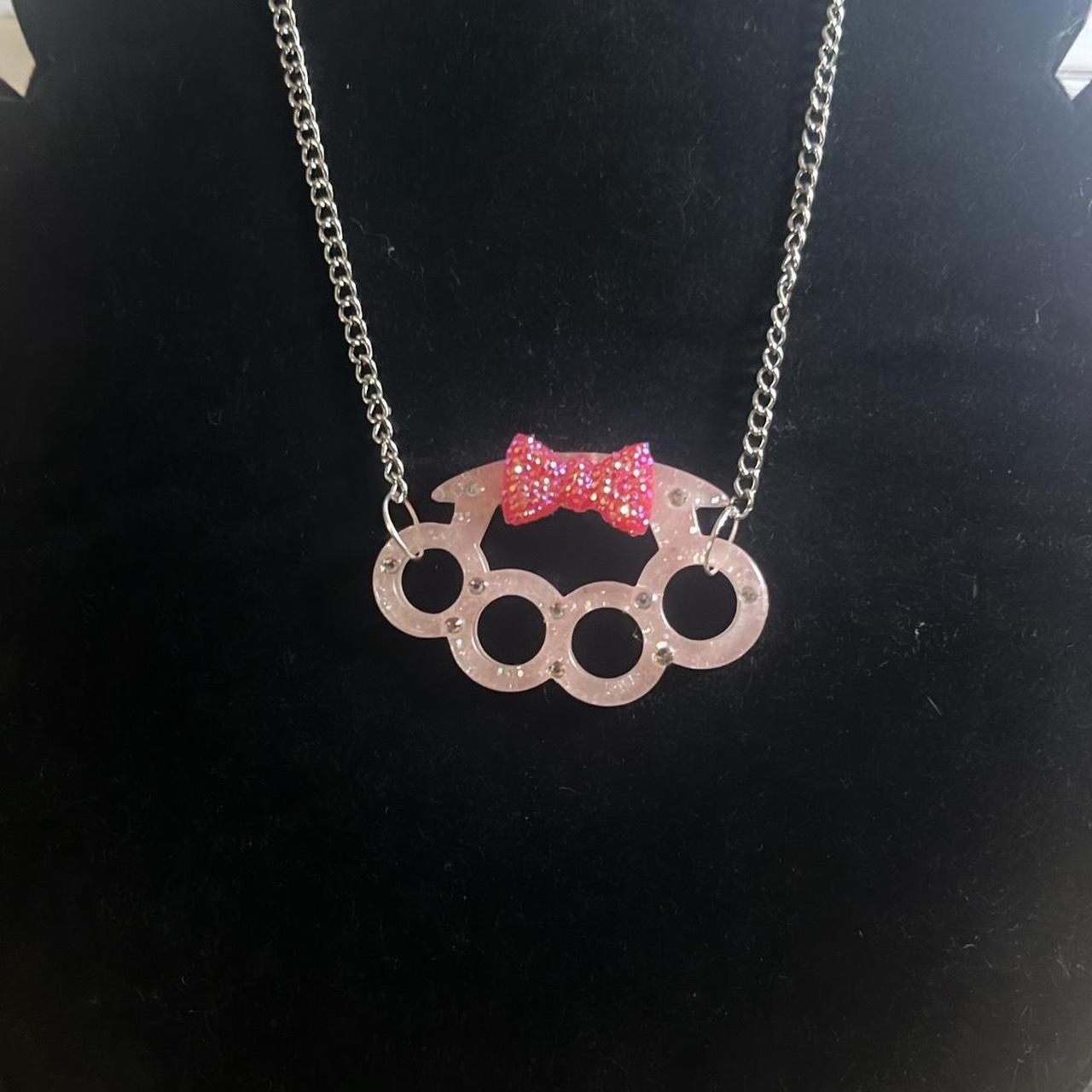 Unisex brass knuckles pendant chain, brand new never... - Depop