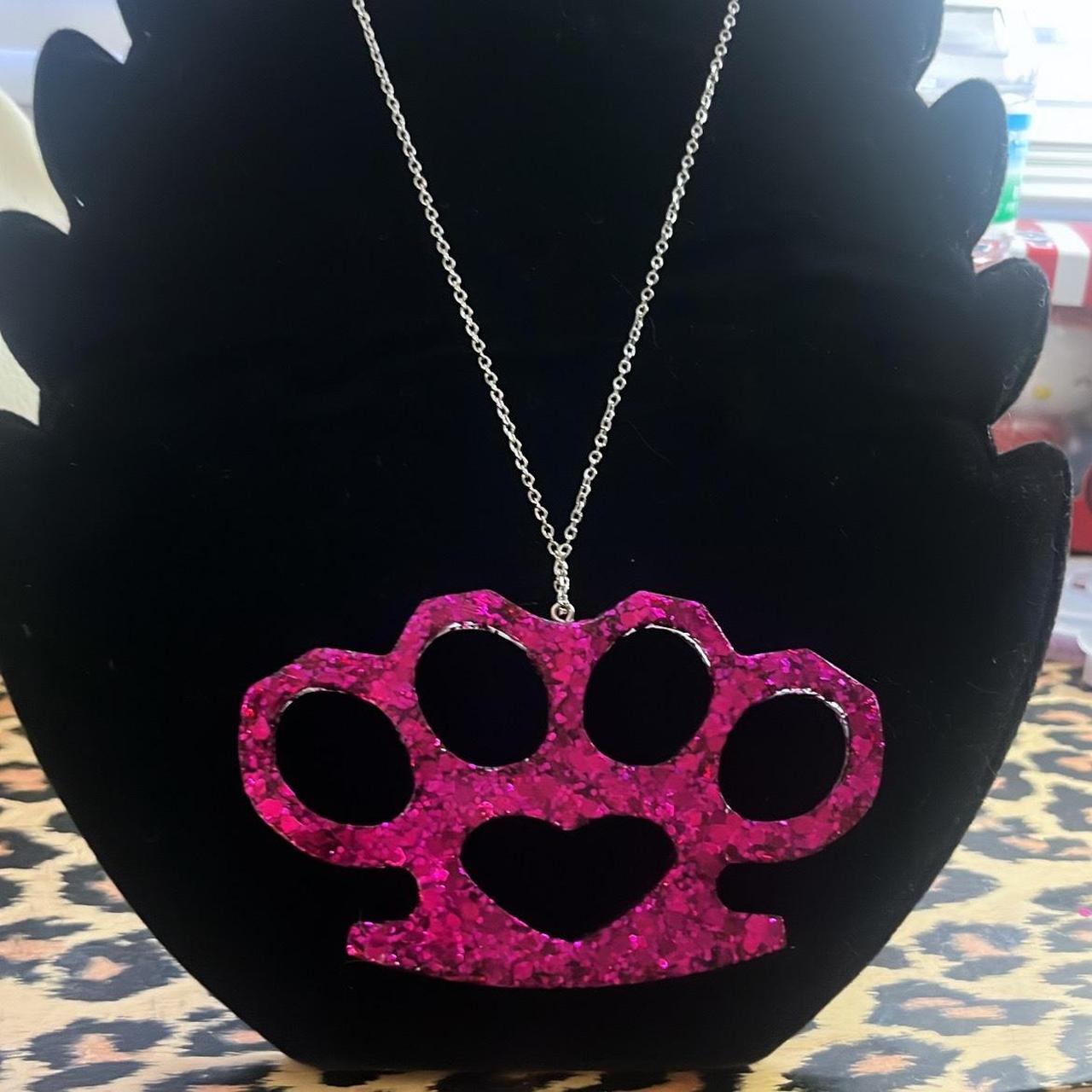 Unisex brass knuckles pendant chain, brand new never... - Depop