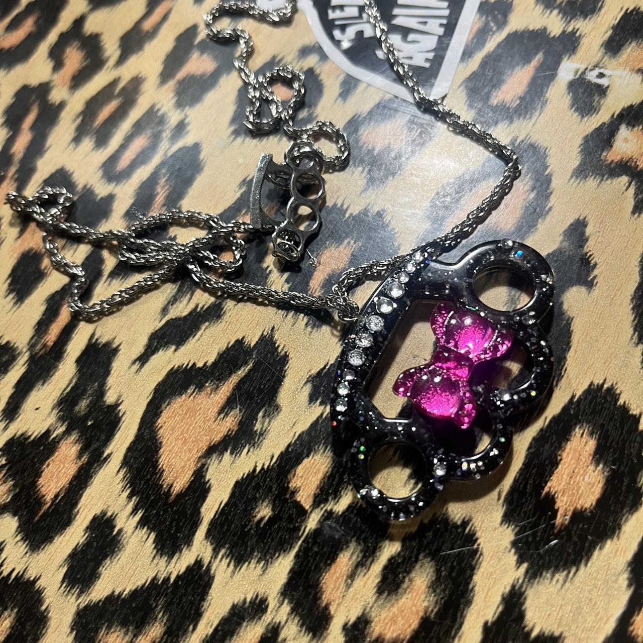 Unisex black and pink knuckles emo / scene chain,... - Depop