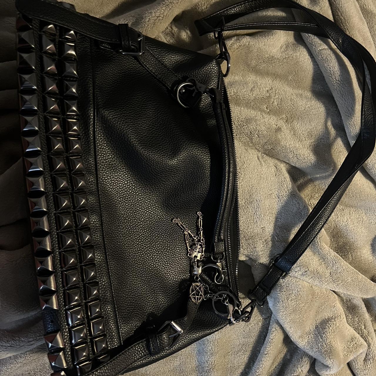 Black studded gothic/punk/emo bag with cute... - Depop