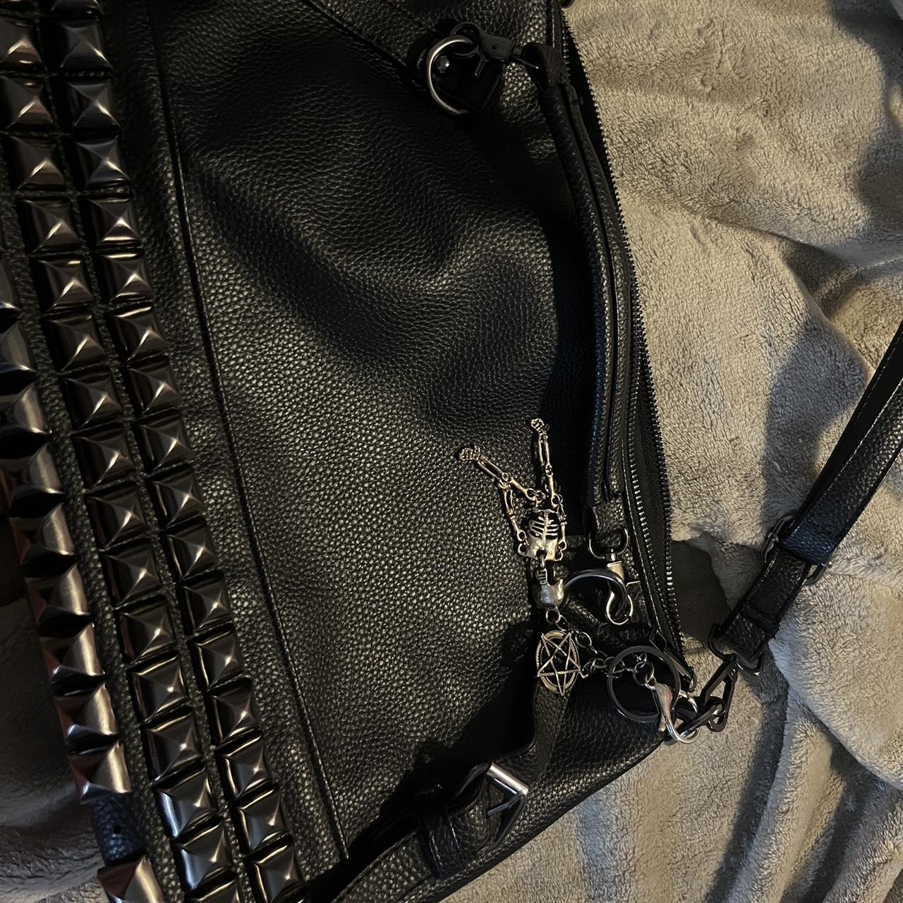 Black studded gothic/punk/emo bag with cute... - Depop