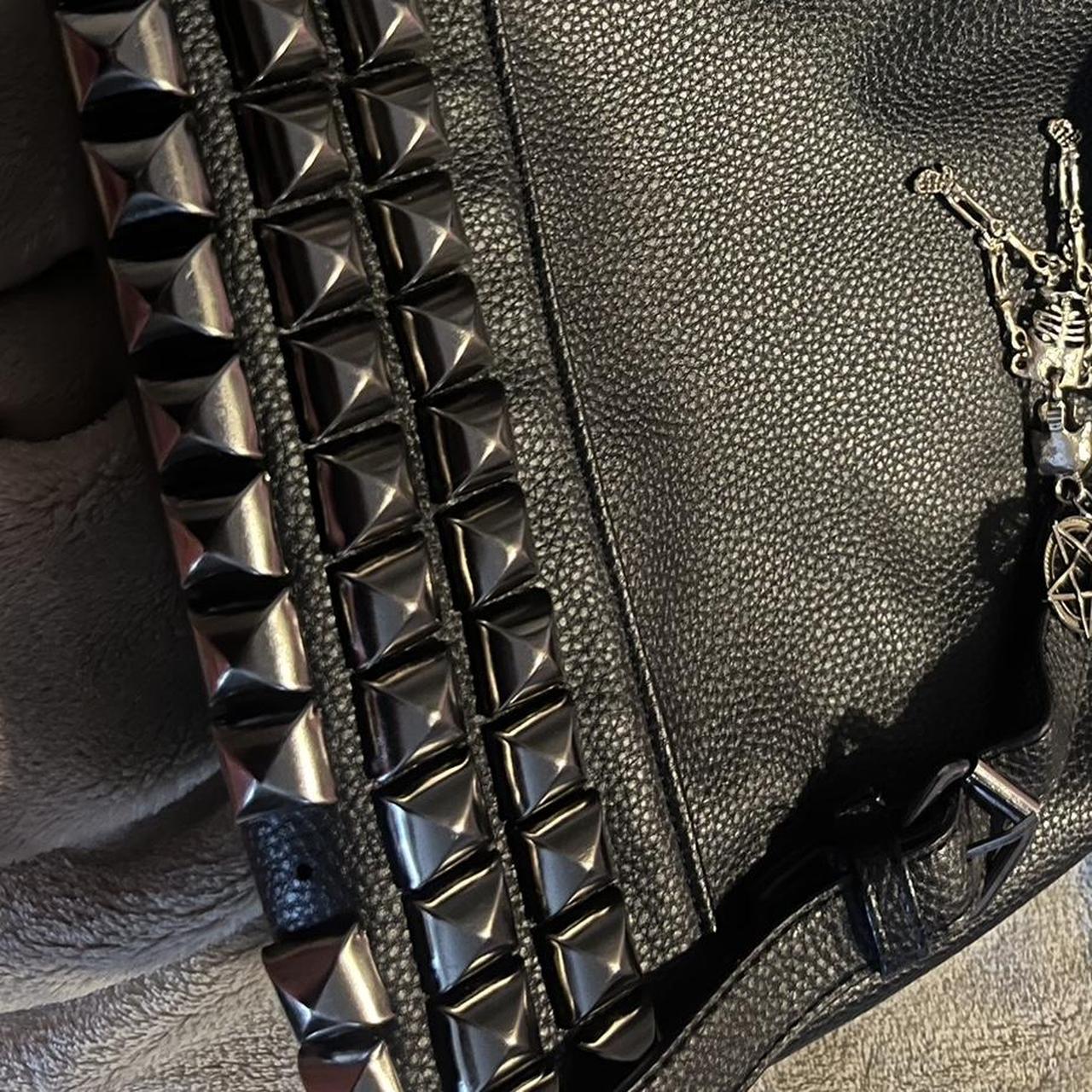 Black studded gothic/punk/emo bag with cute... - Depop