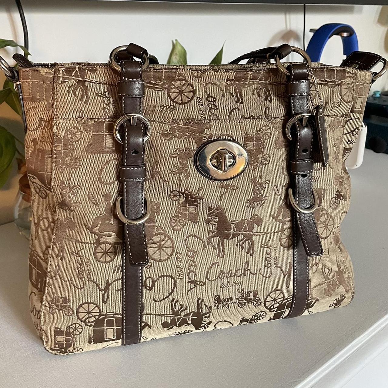 Coach tote bag with silver hardware in perfect... - Depop