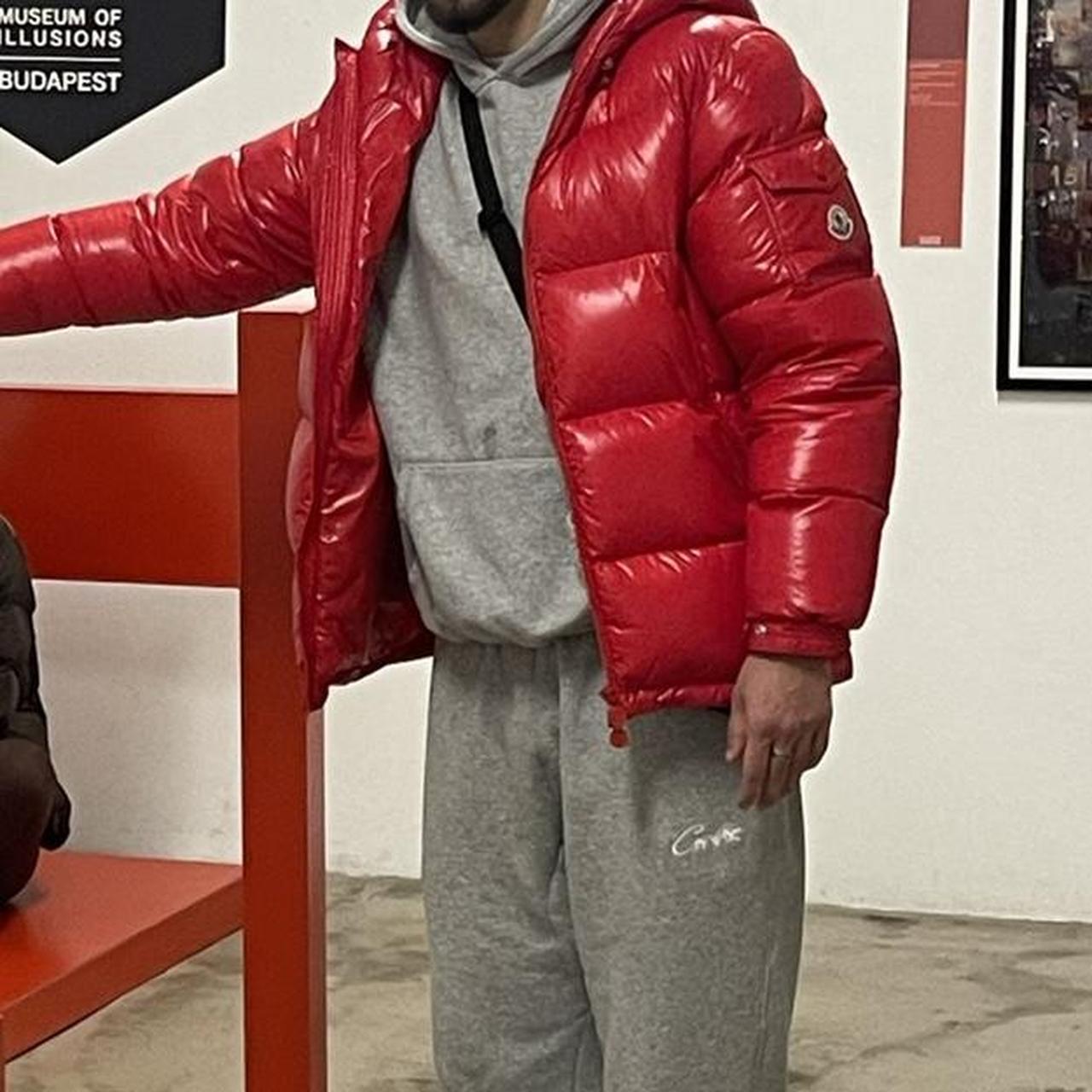 Red moncler maya Jacket Just listing to see if... - Depop