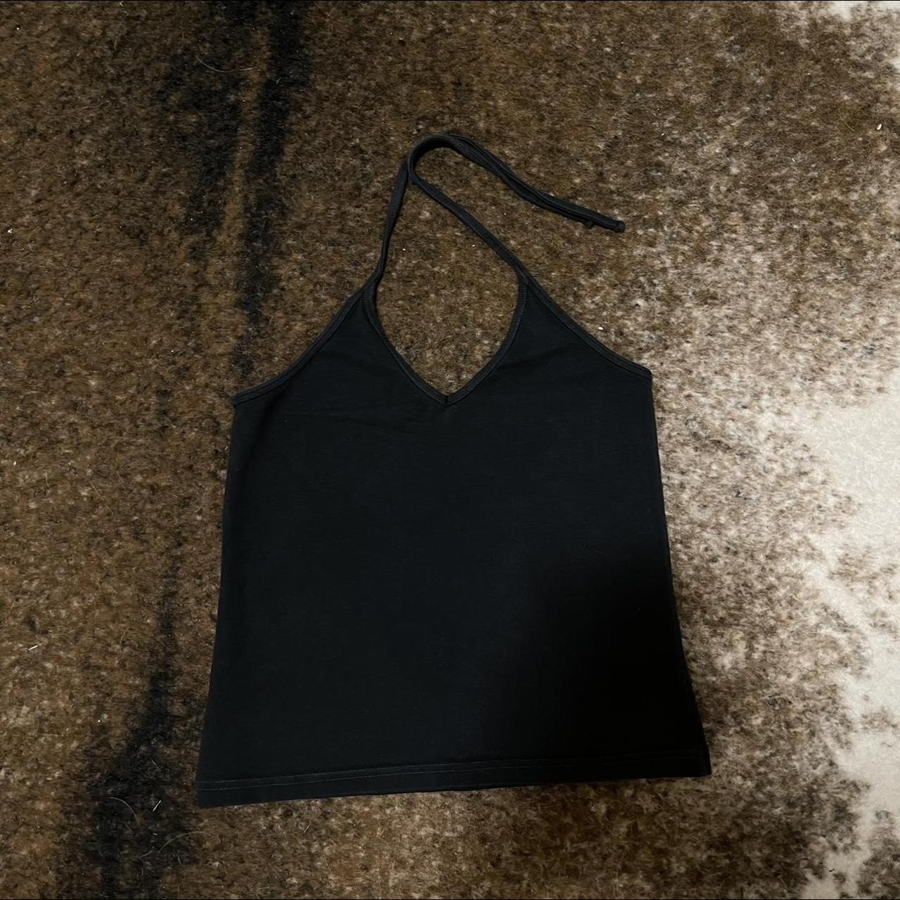 Brandy Melville black halter tie top never worn no... - Depop