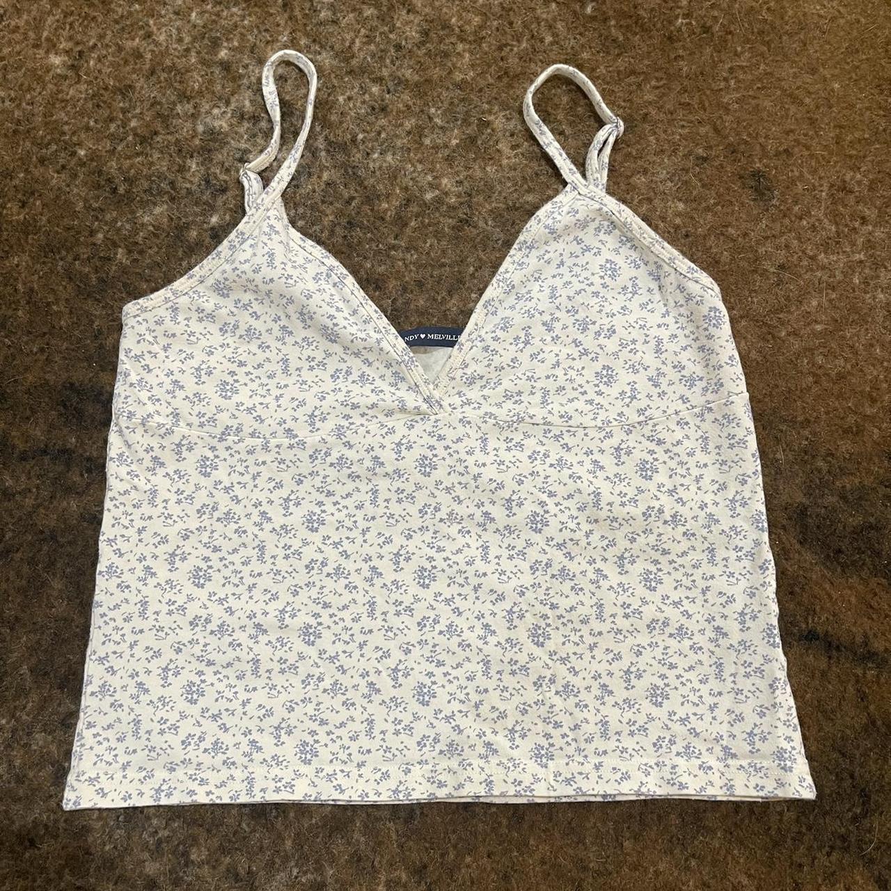 Brandy Melville Amara floral tank / cami cream with... - Depop