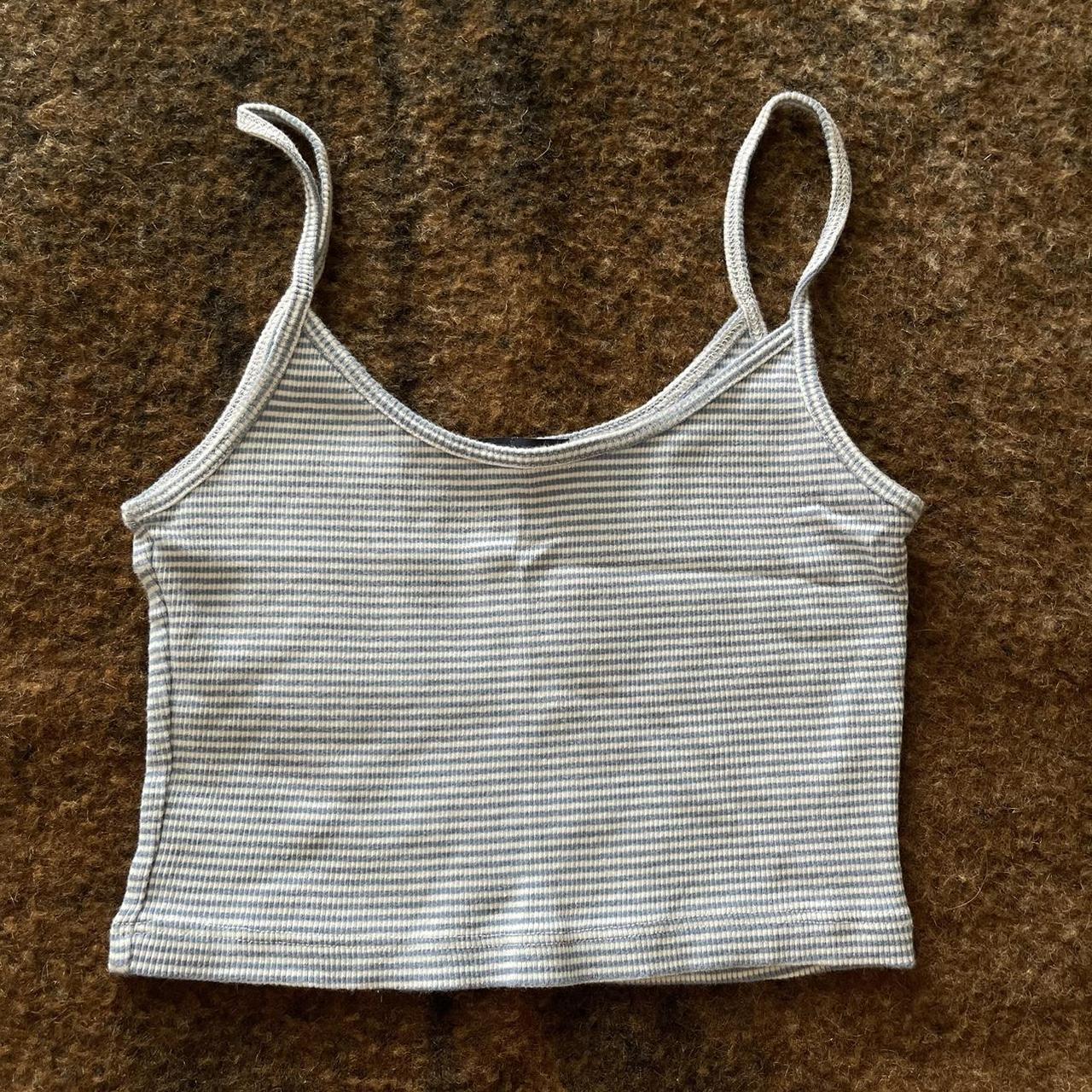 Brandy Melville sleep tank baby blue and white... - Depop
