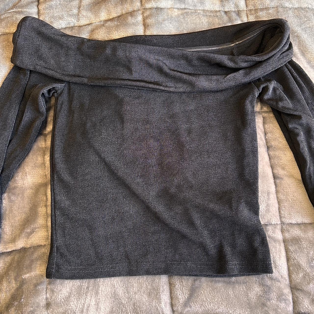 Editked black off the shoulder fold over top - Depop