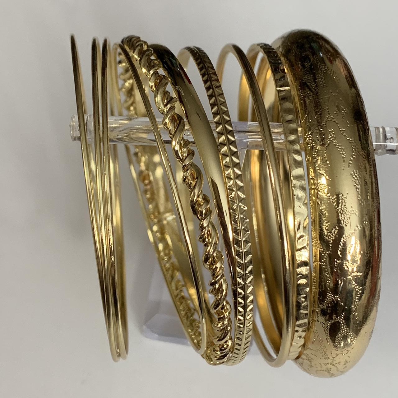 Gold bangle bracelet set 10 piece B56084 | Depop