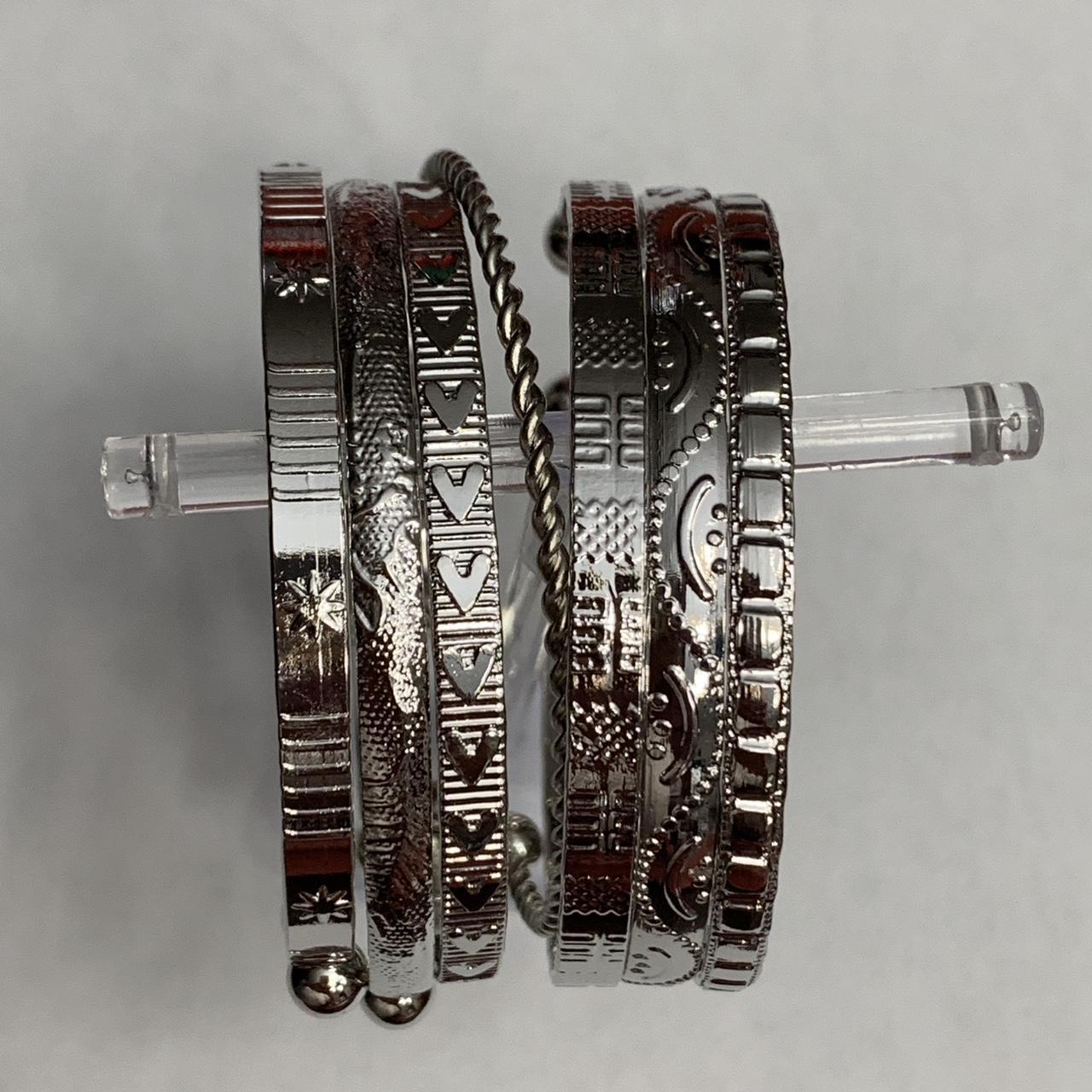 Silver stackable bracelet set of 7 B56090 | Depop