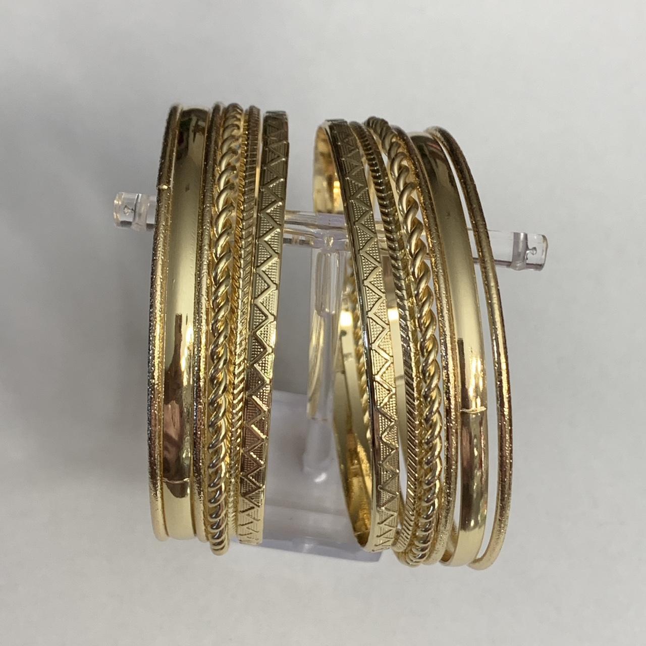 Gold plated bangle bracelet set of 10 B56068 | Depop