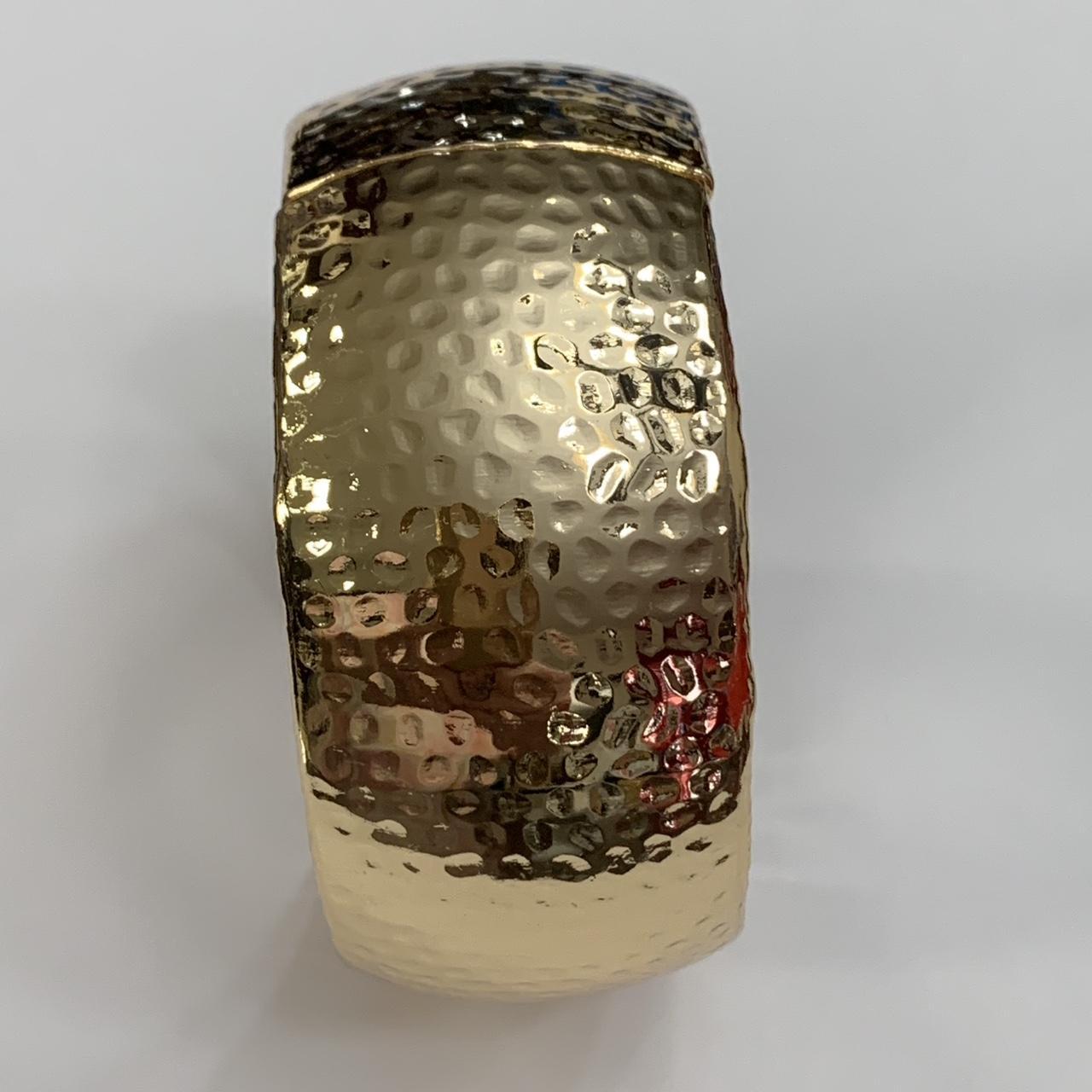 Gold tone hinged hammered cuff bracelet 1 1/4” wide... | Depop