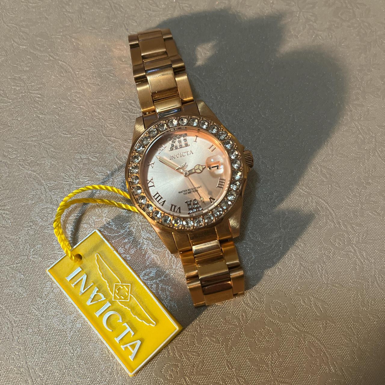 Invicta Rose gold tone watch with mother of pearl... - Depop