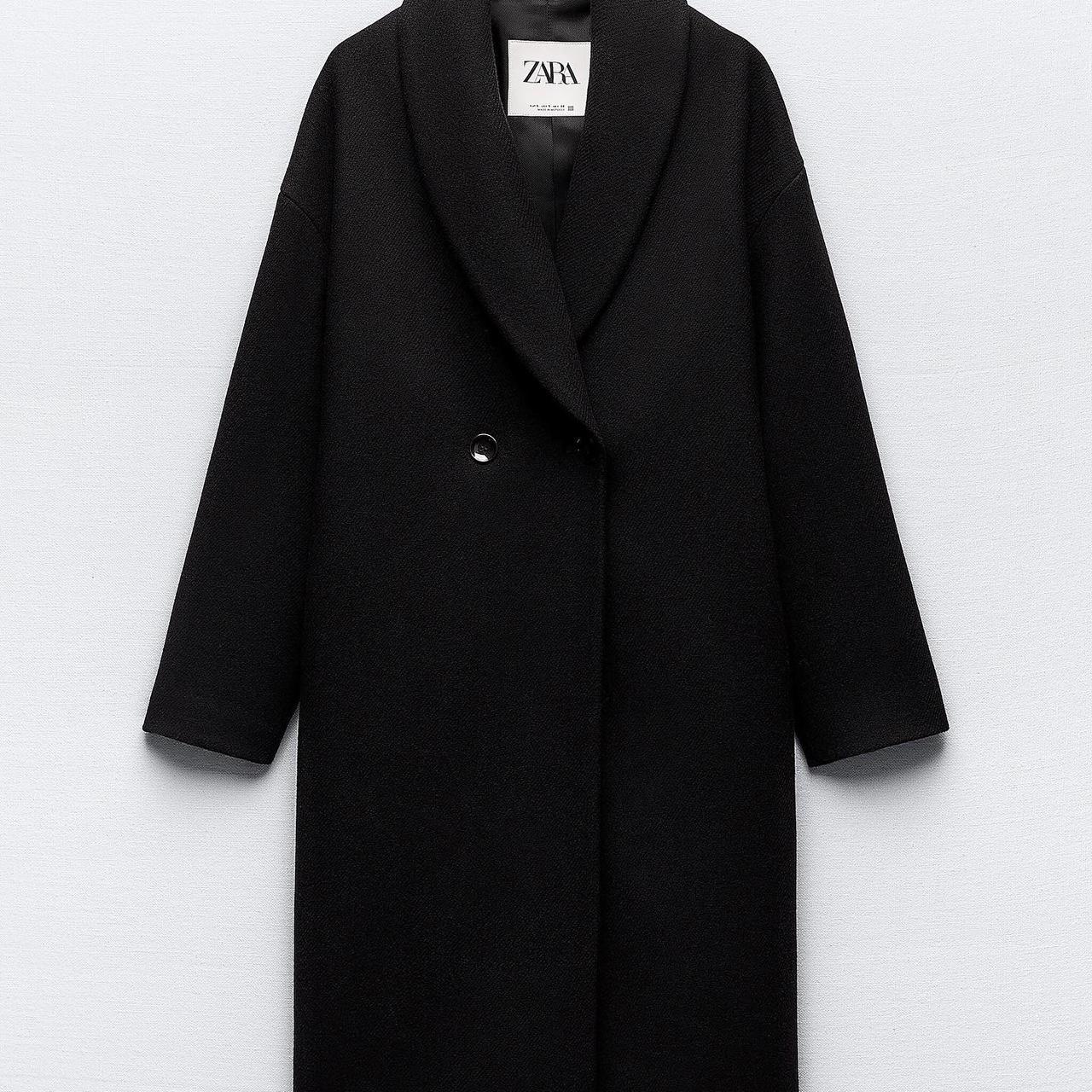 Zara wool blend black coat Long black coat Oversized... - Depop