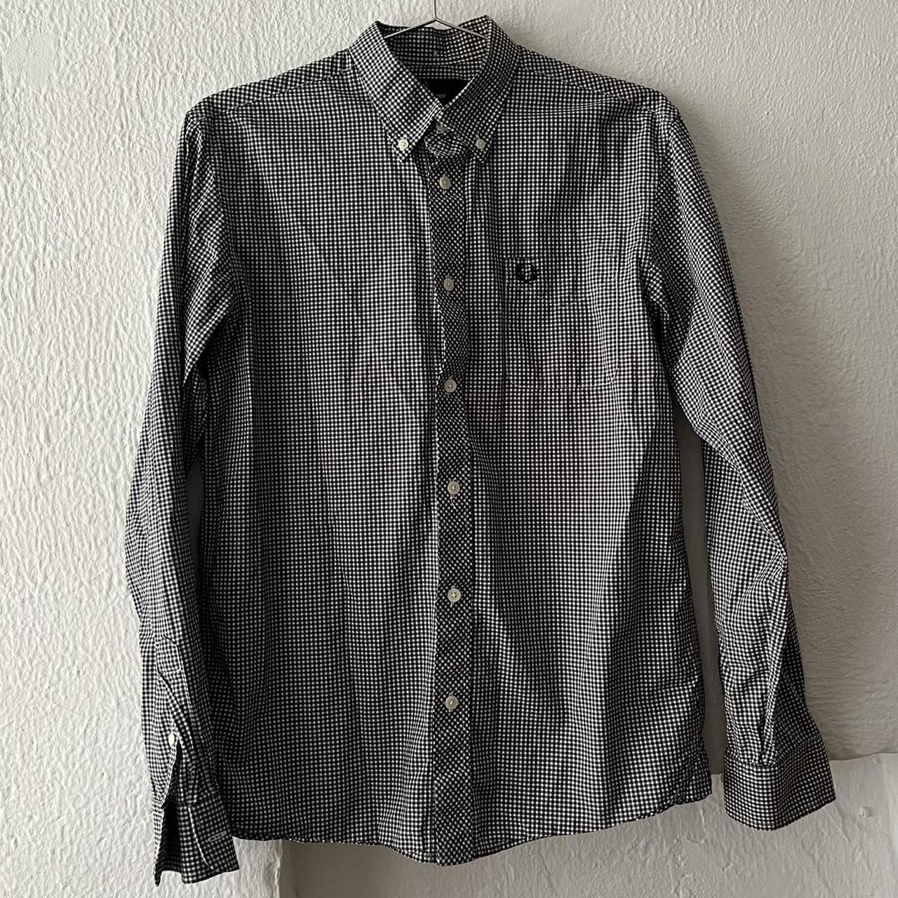 Fred Perry Checkered Button Up Tee. Wrinkled but in... - Depop
