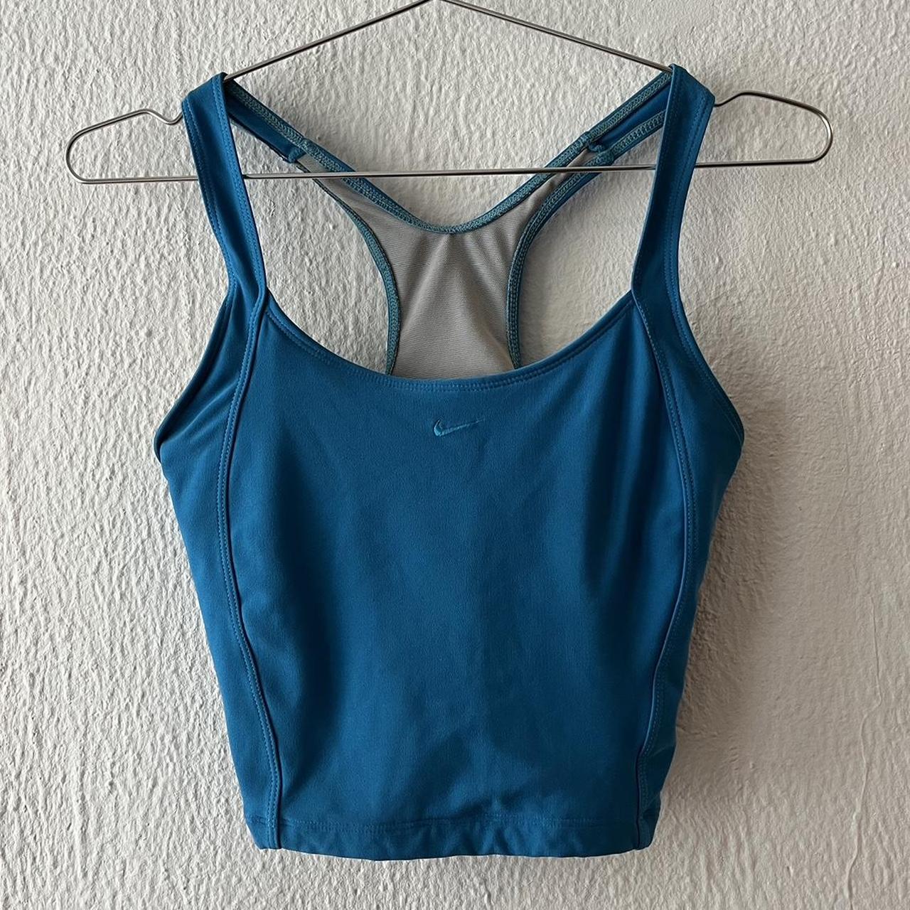 Nike Dry Fit Blue Sporty Workout Tank with Built in... | Depop