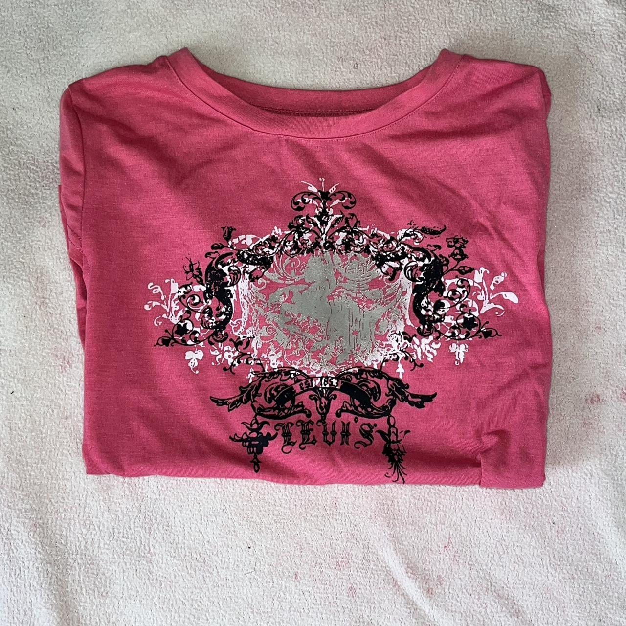 Pink Y2K fitted top - Depop