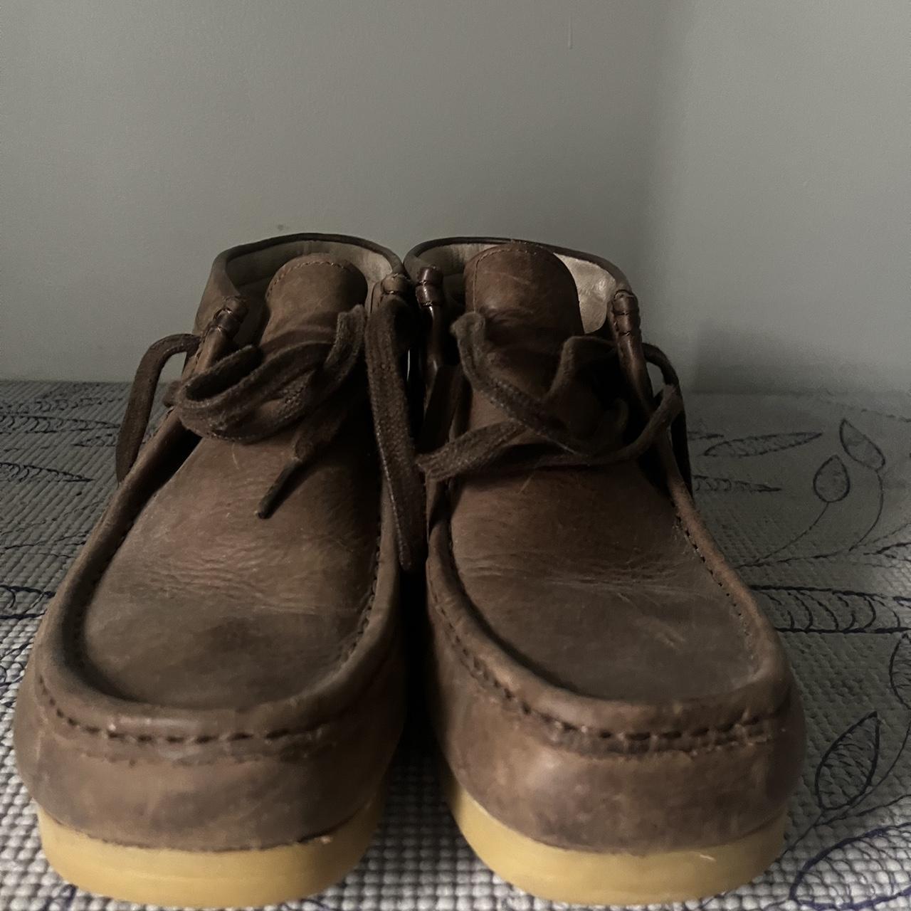 Clarks Wallabees in brown leather. Very durable... - Depop