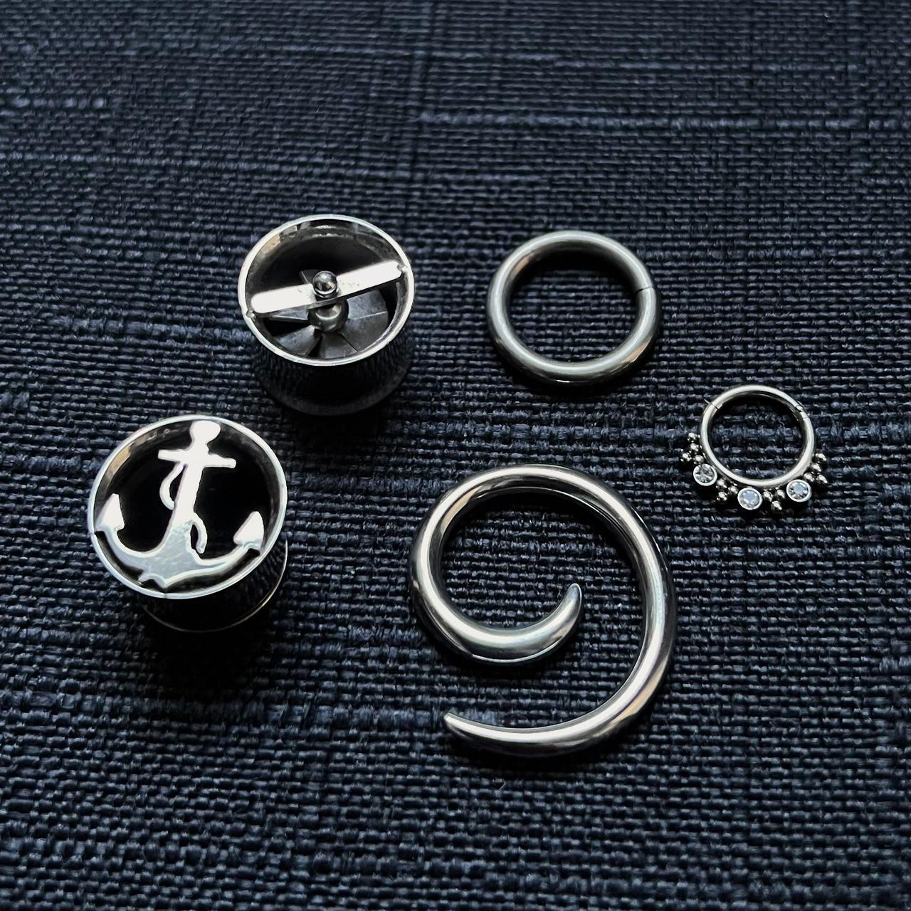Piercings- tunnel 2cm, spiral 3mm, clicker ring 2mm | Depop
