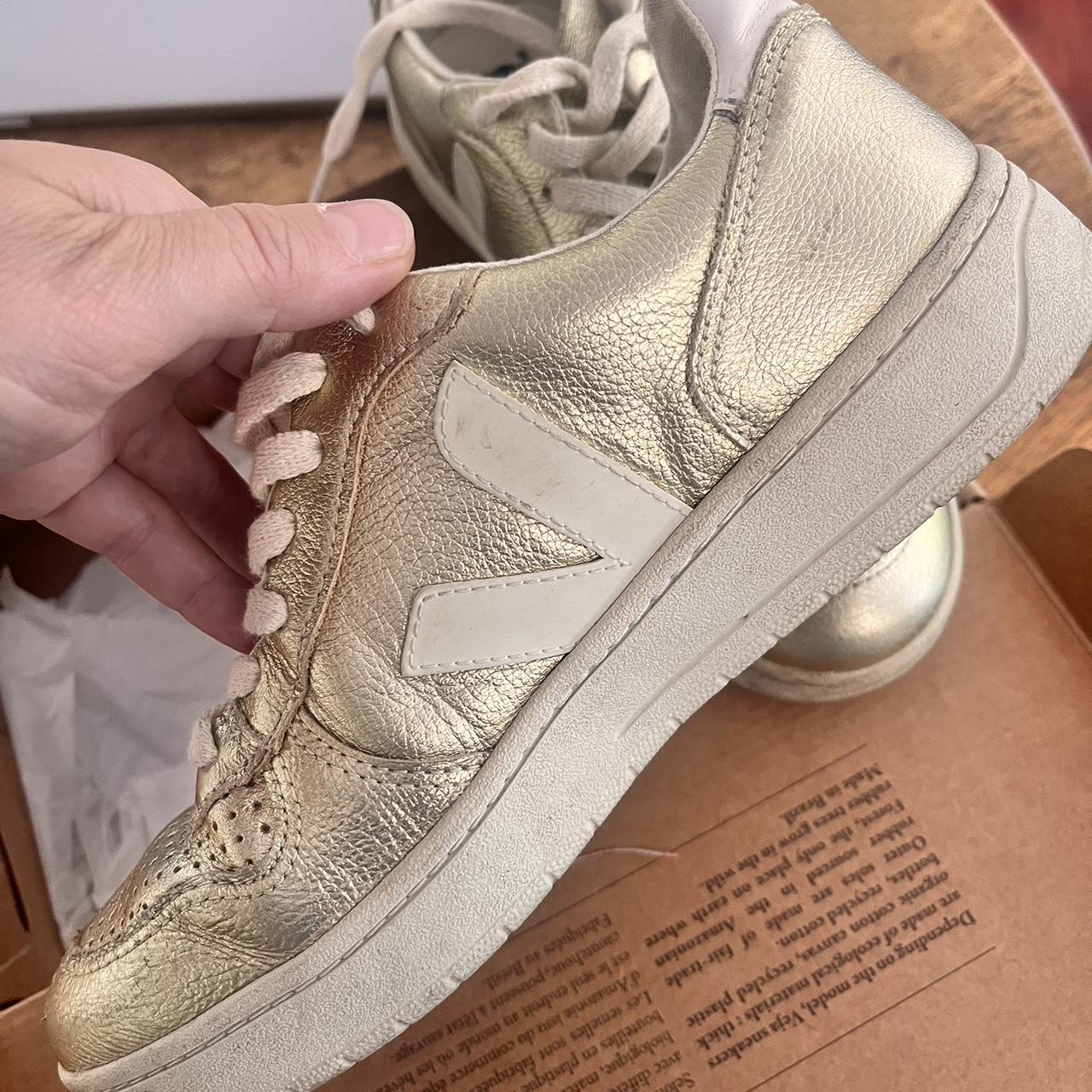 VEJA gold sneakers. V10. Size UK 5/38/7. Worn but... - Depop