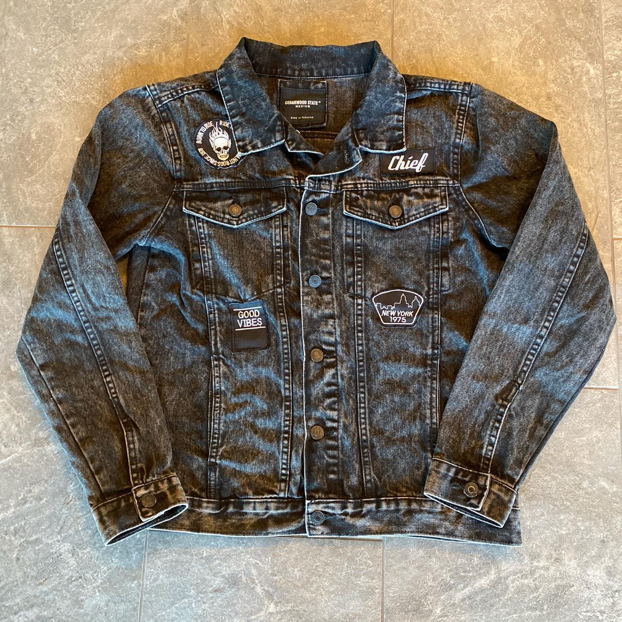 Denim trucker jacket born to ride hot rods good... - Depop