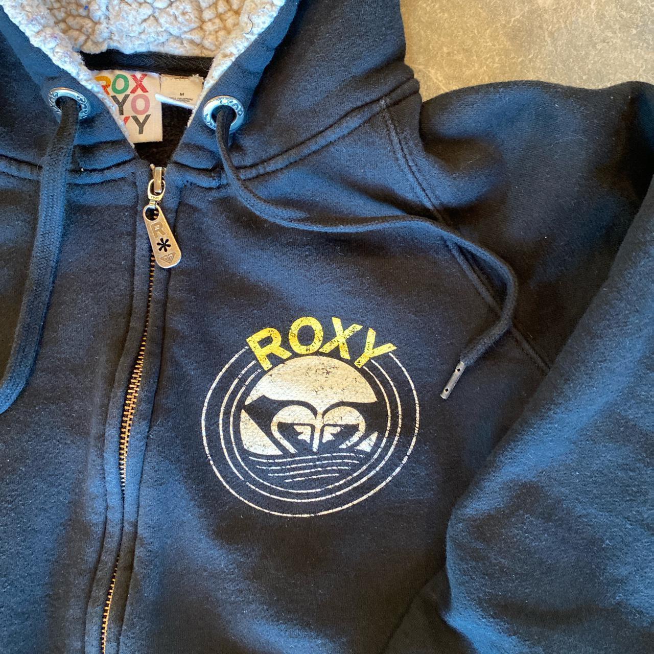 Roxy black graphic full zip hoodie sweater... - Depop