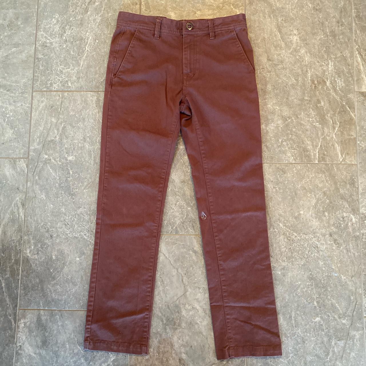 Volcom skater pants skateboard skinny brown chinos... - Depop