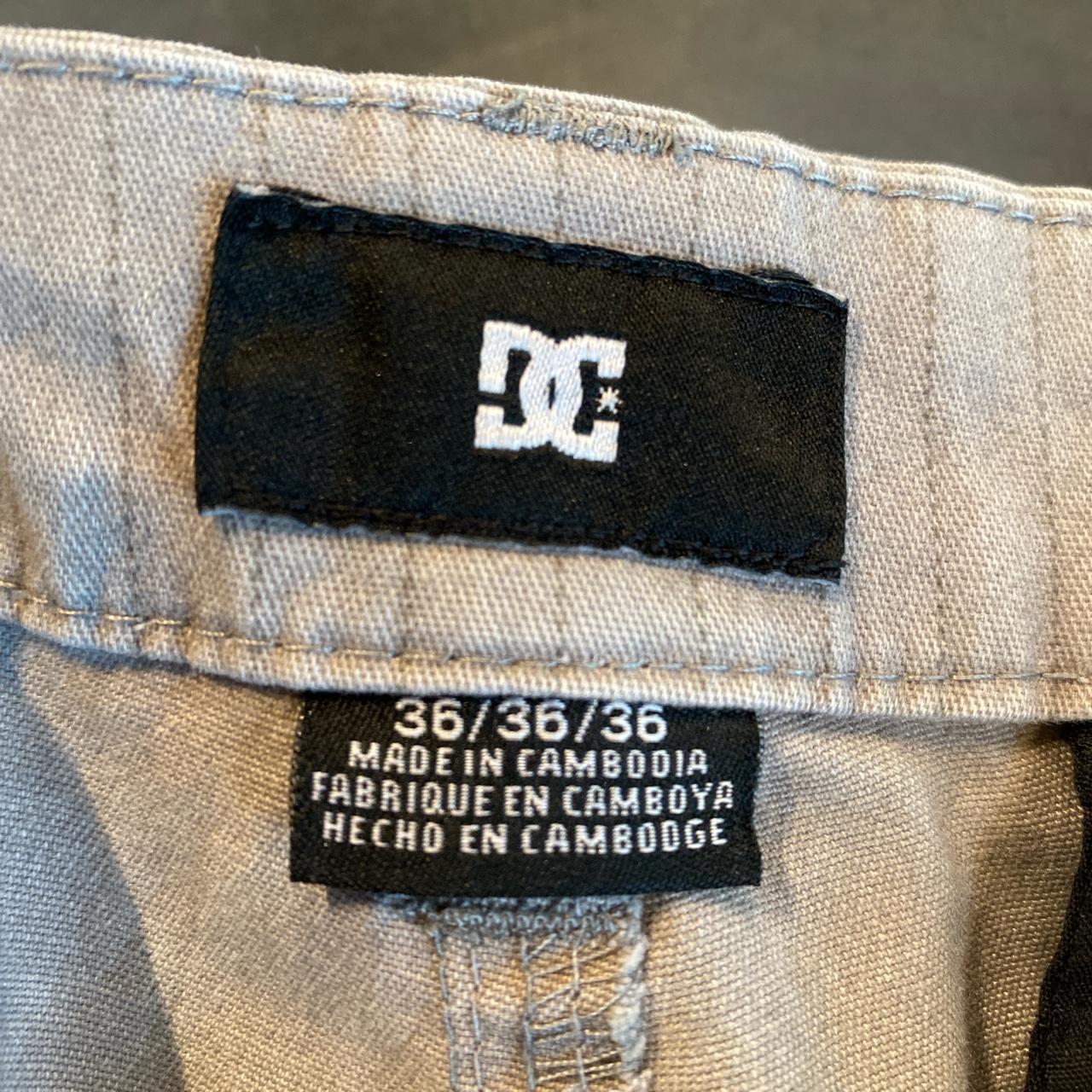 DC grey pin stripe skateboarding skater skate long... - Depop