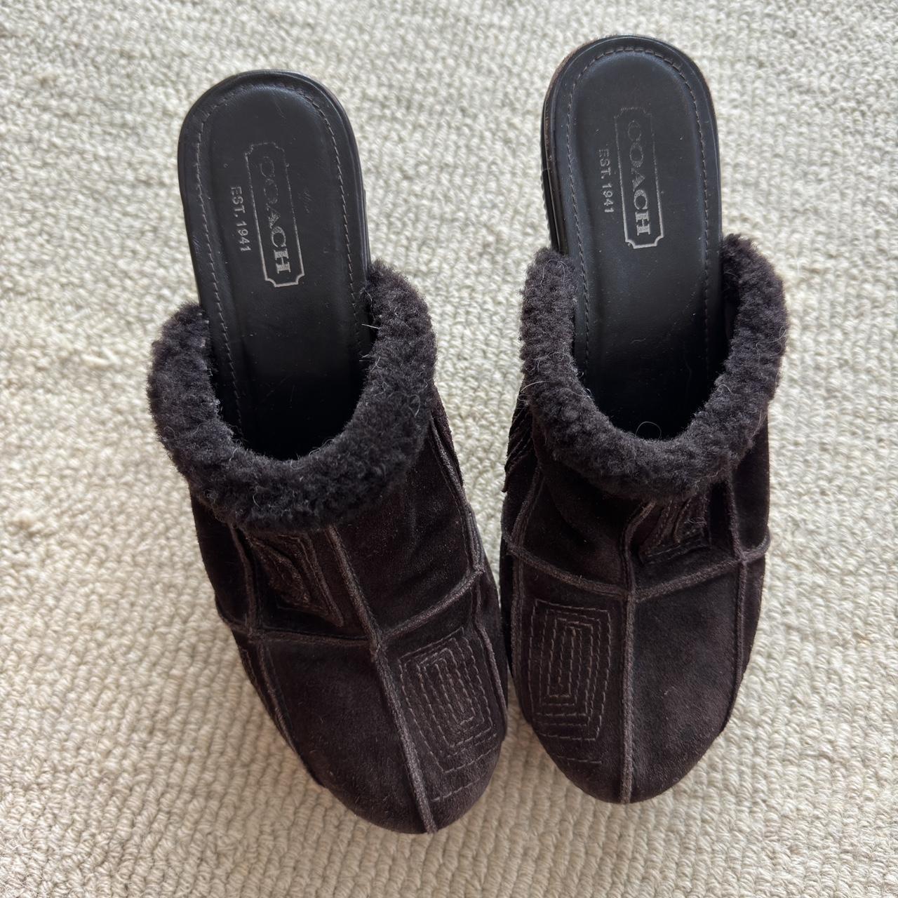 Vintage Coach dark brown suede clogs - size... - Depop