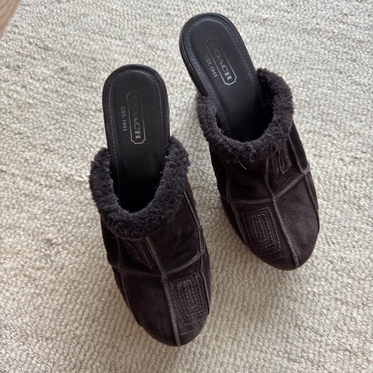 Vintage Coach dark brown suede clogs - size... - Depop