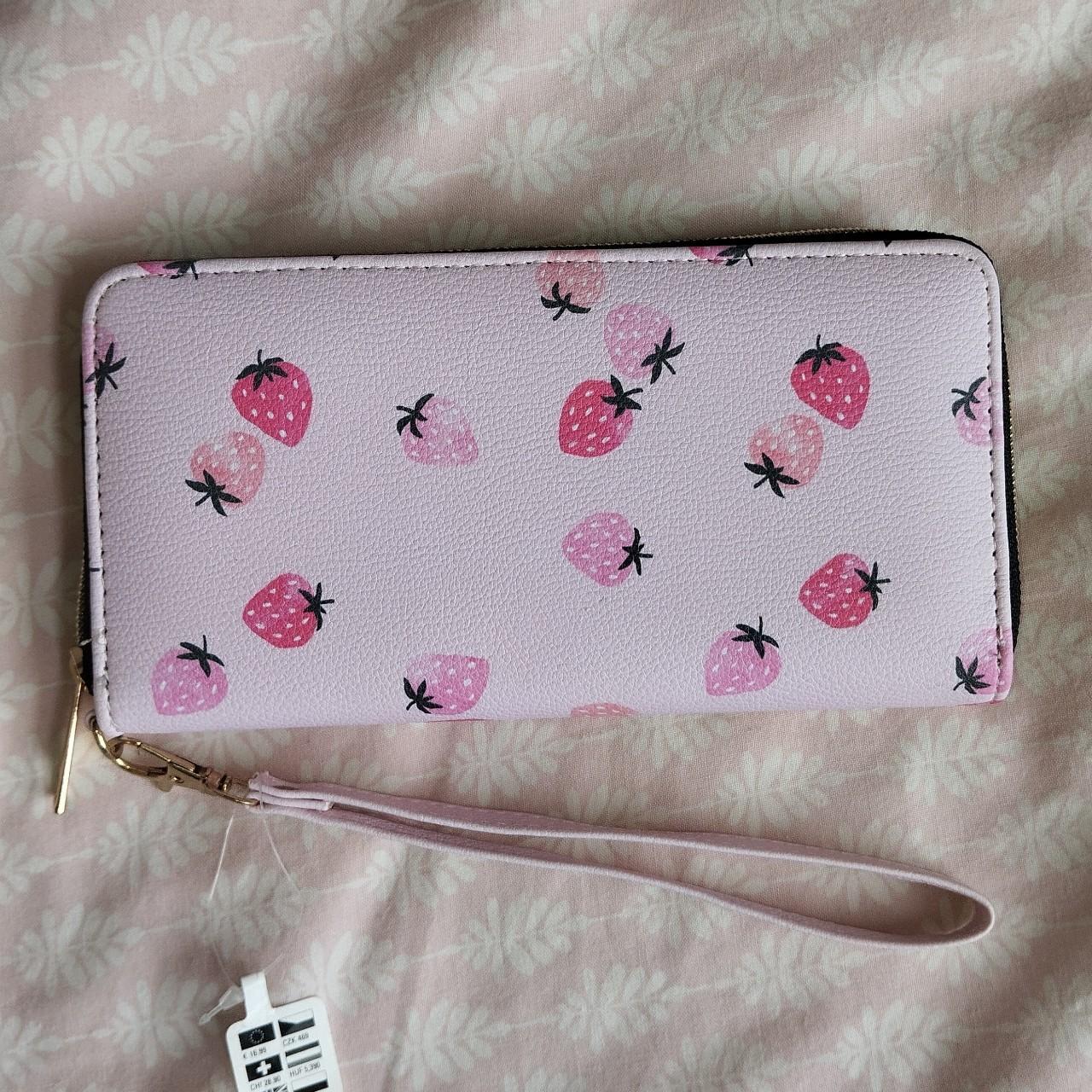 Pink Strawberry Purse Cute pastel pink pleather... - Depop