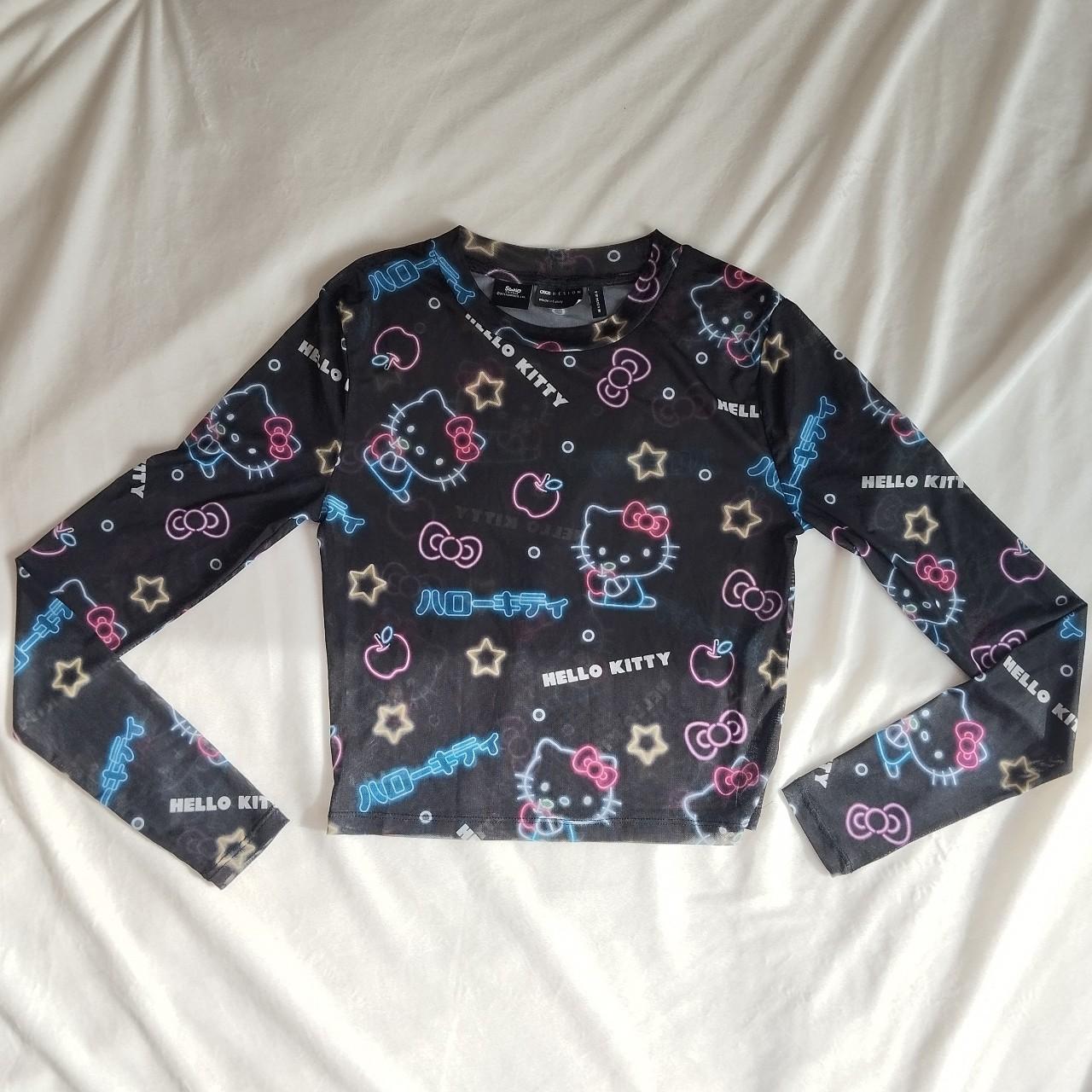 Hello Kitty Mesh Top Long sleeve neon hello kitty... - Depop
