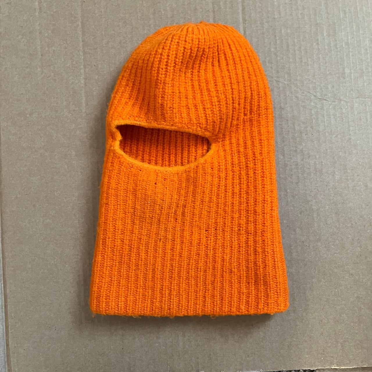 Orange balaclava facemask 100% wool,... - Depop