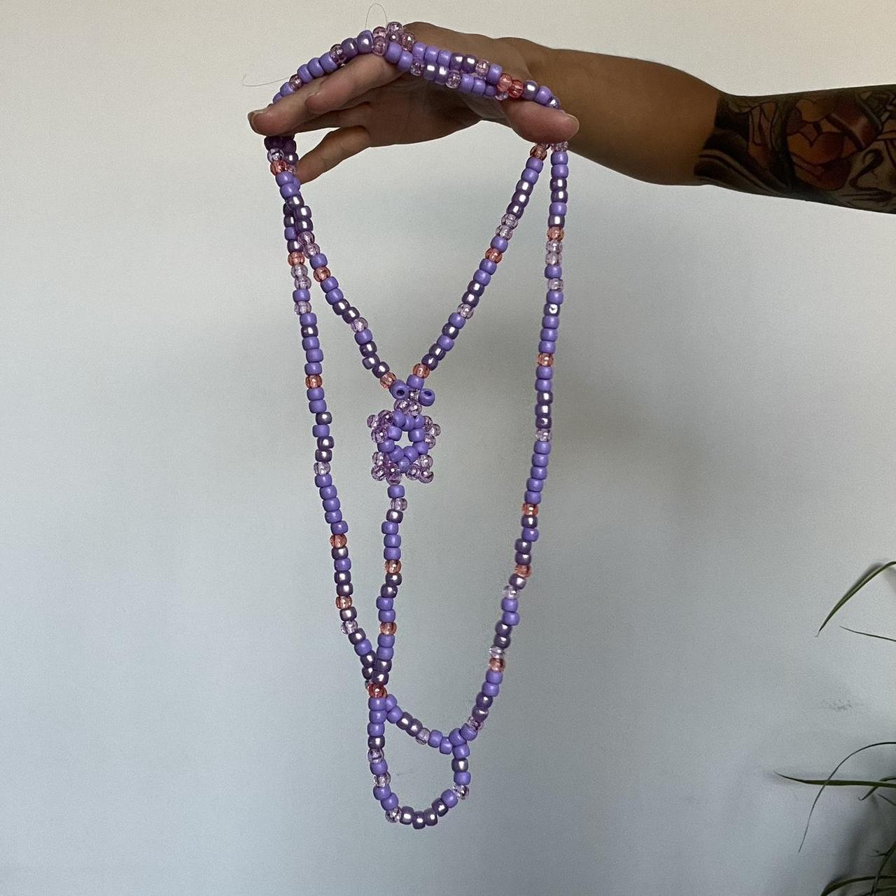 Purple beaded kandi body chain. #rave #costume #cute - Depop