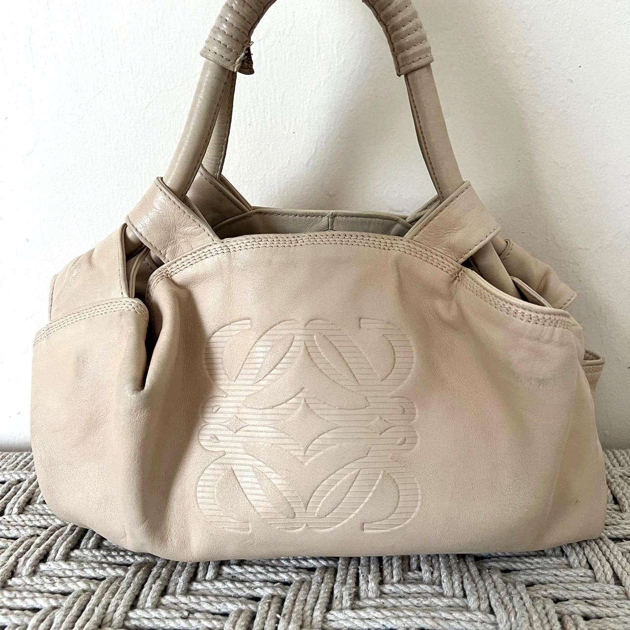 LOEWE Nappa Aire Cream Anagram Leather Satchel... - Depop