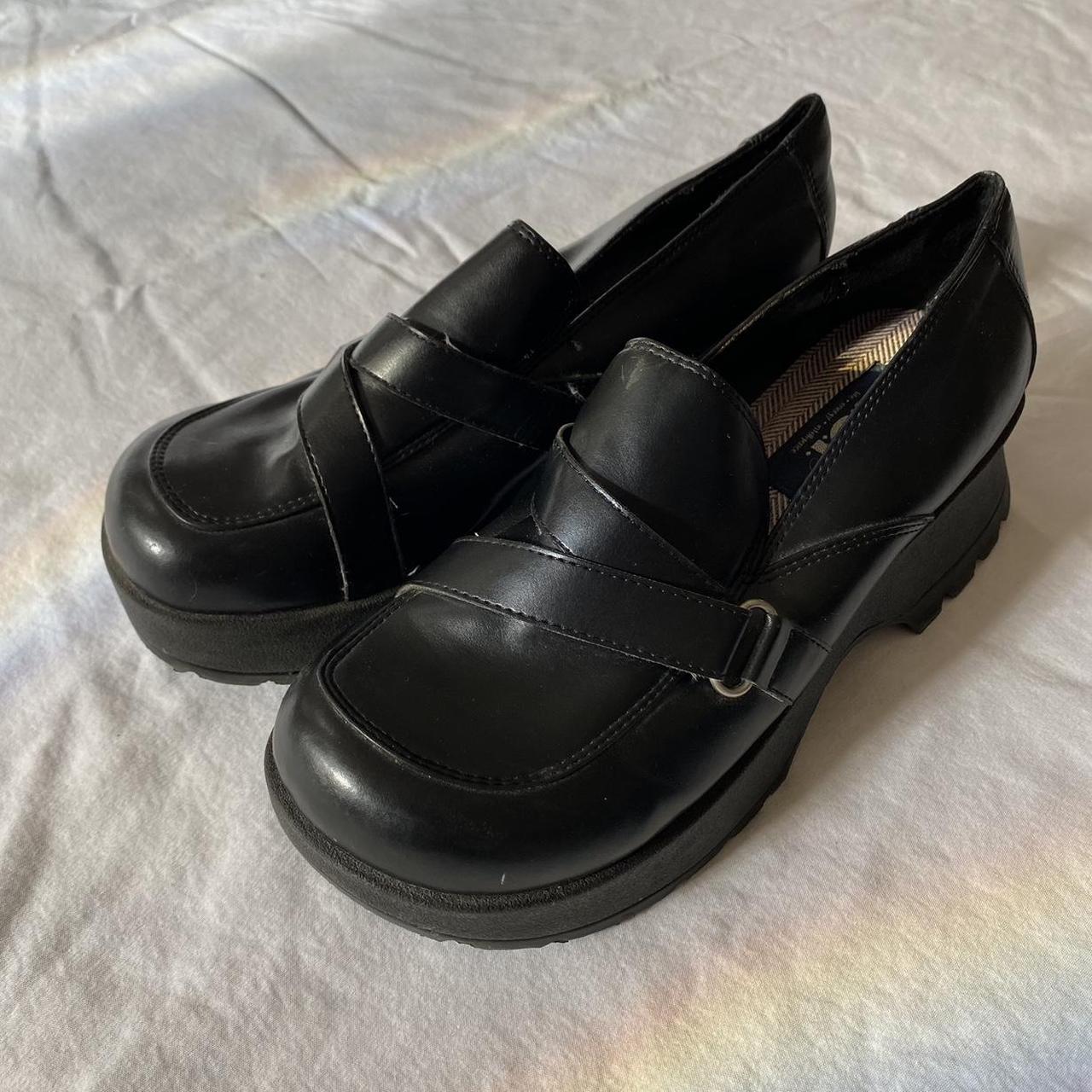 Lei black y2k faux leather clogs Women’s size... - Depop
