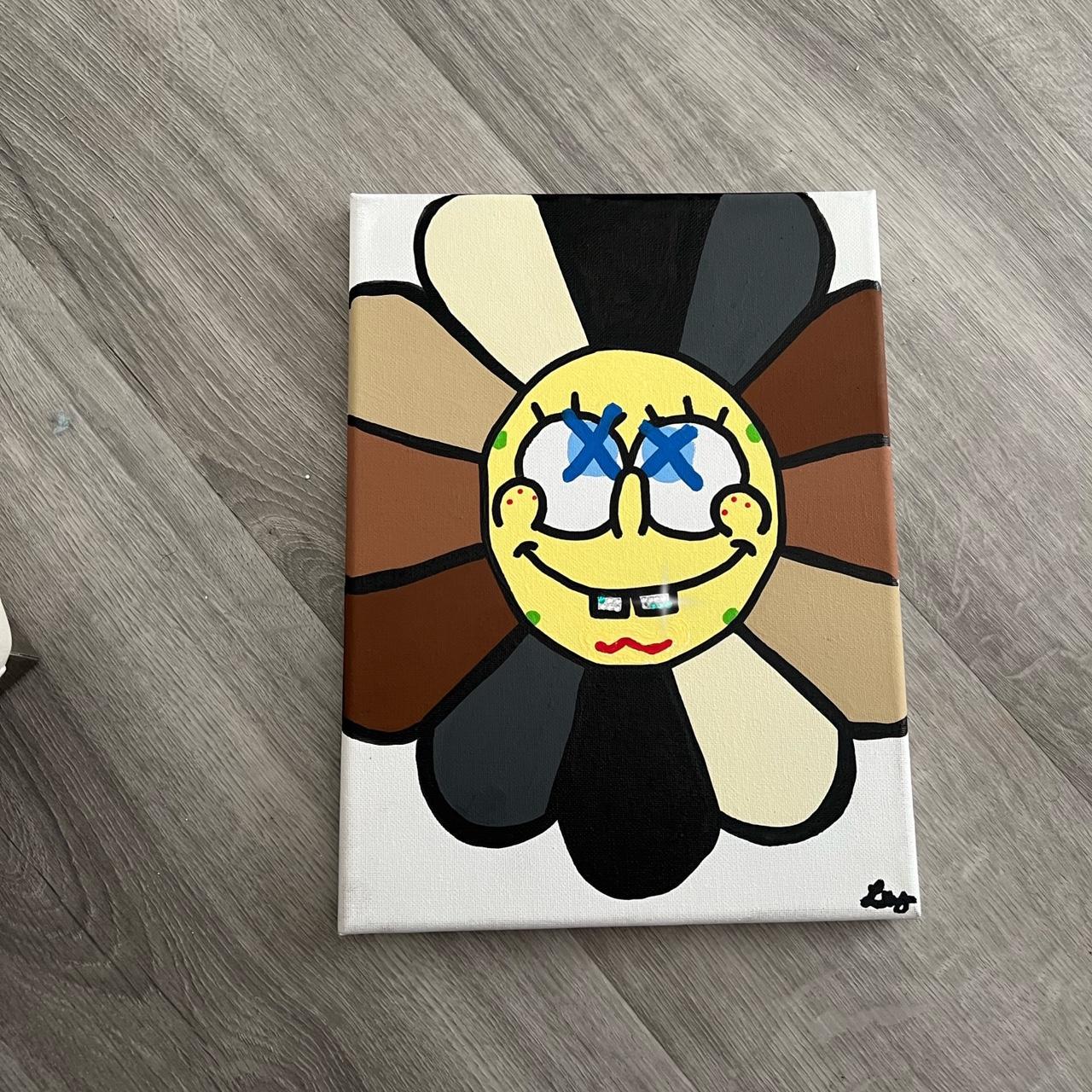 iced out spongebob murakami kaws with grills hand... - Depop