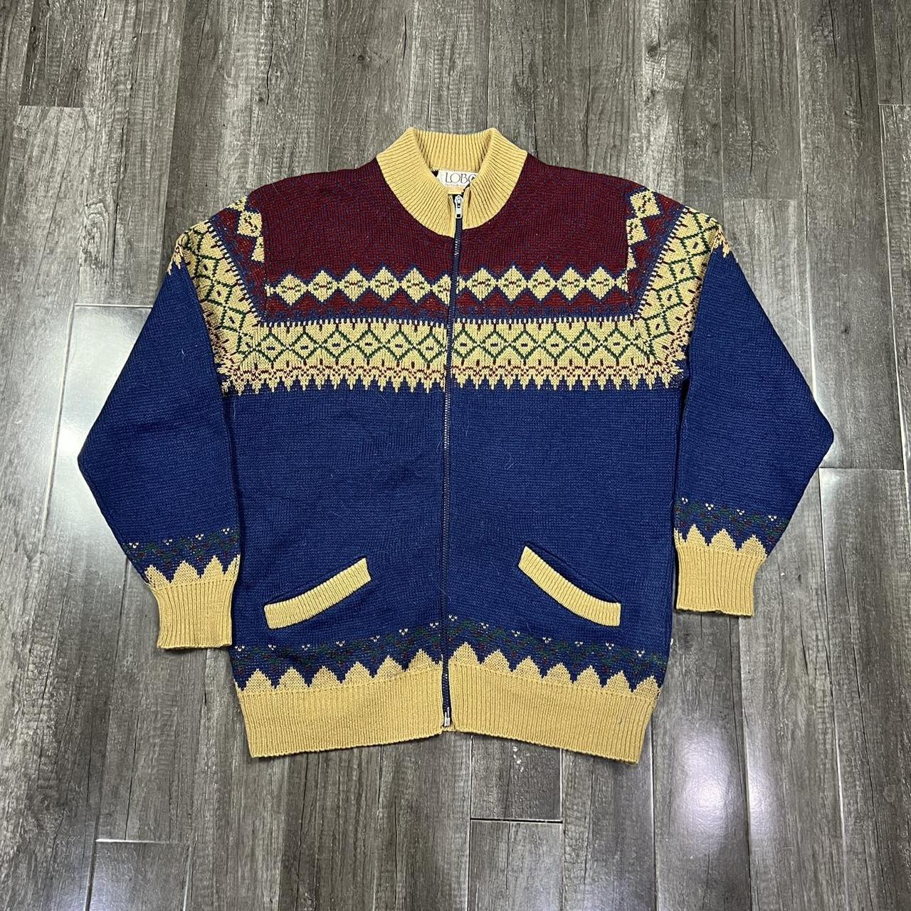 Vintage 90s LOBO by Pendleton Patterned Knit Zipped... - Depop