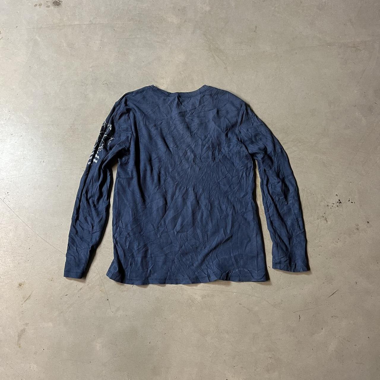 Affliction Men's Blue and Black Jacket | Depop