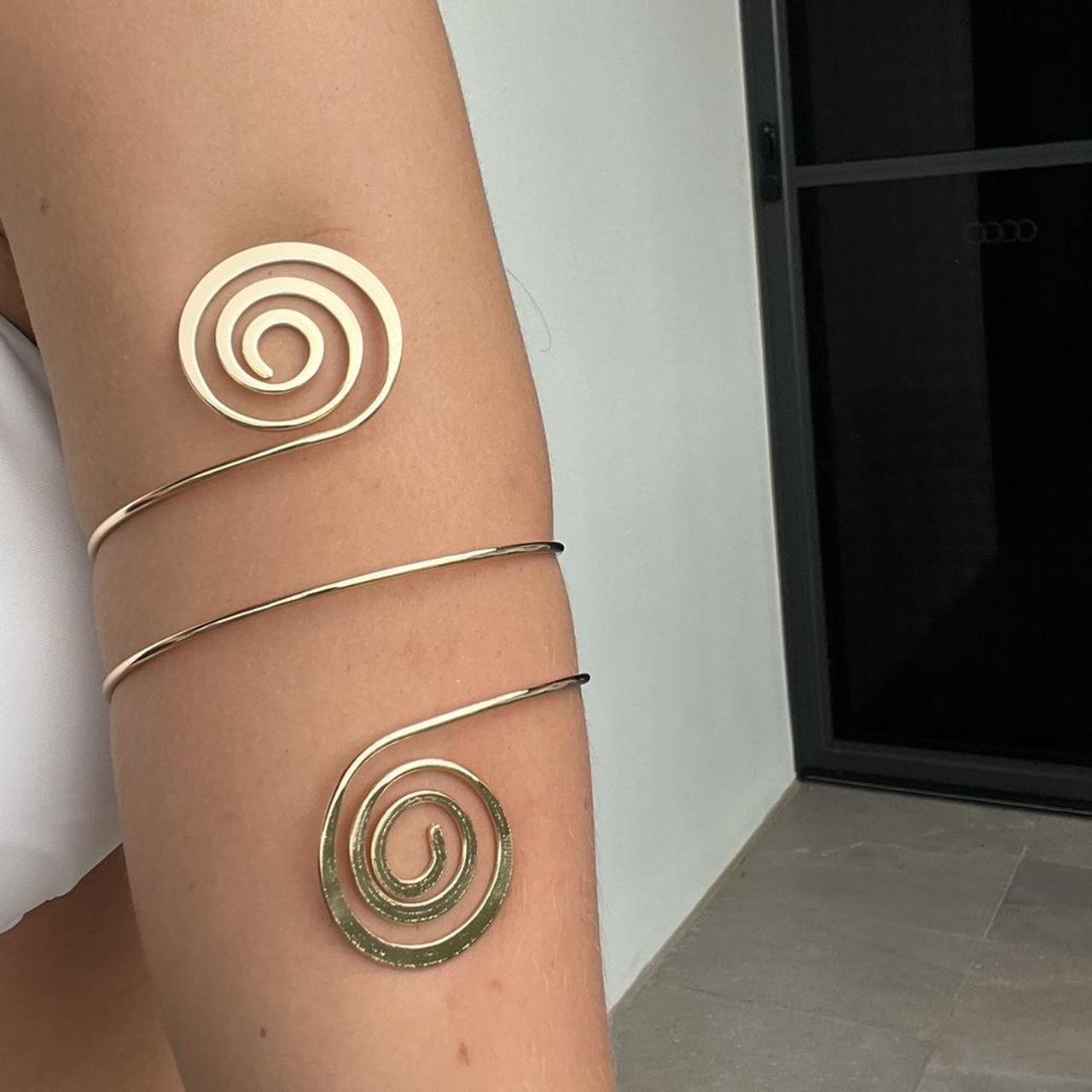 Gold plated swirly arm cuff bangle 🫶🏼 Available in... - Depop